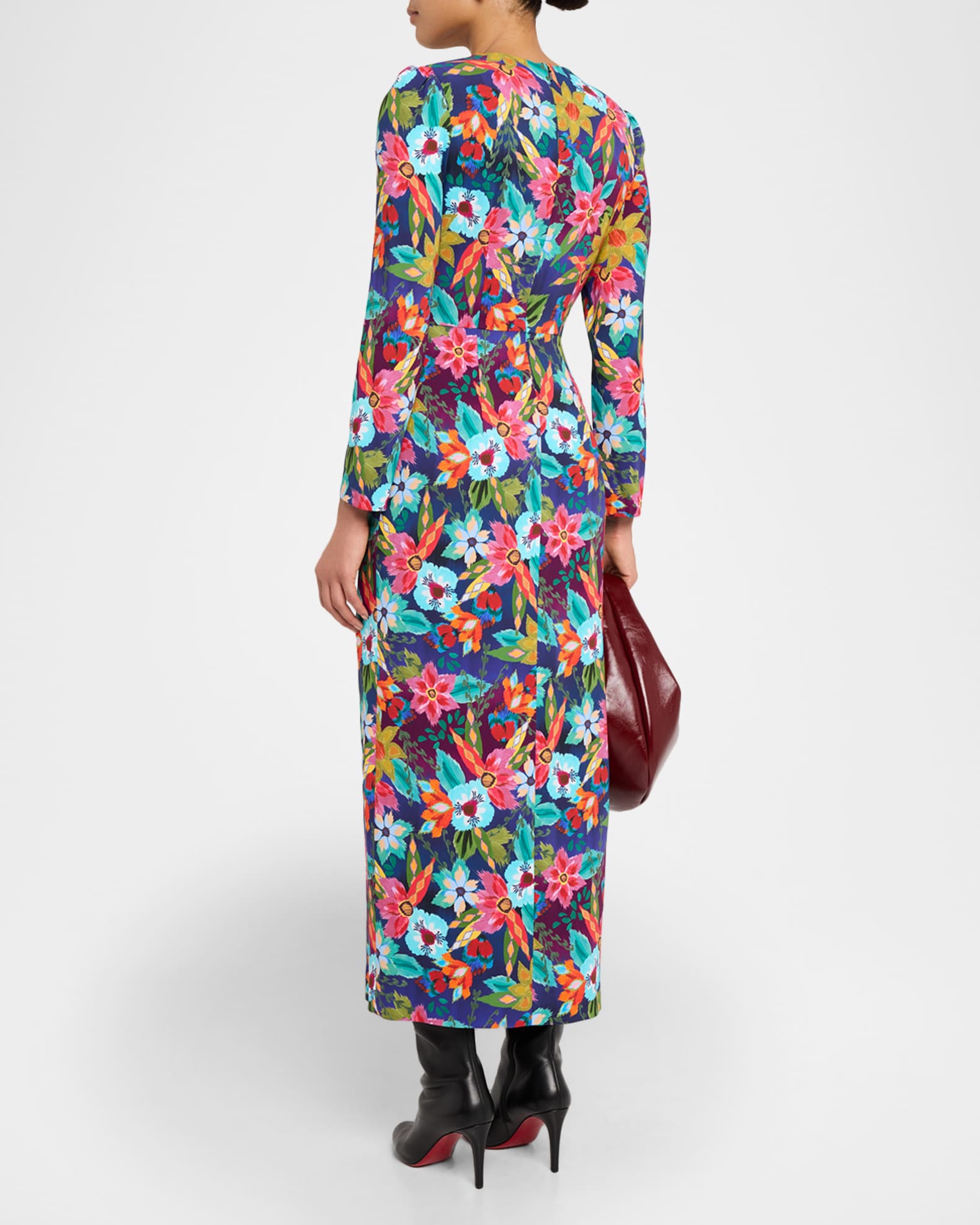 Saloni Jinx-C Velvet Cutout Midi Dress | Neiman Marcus