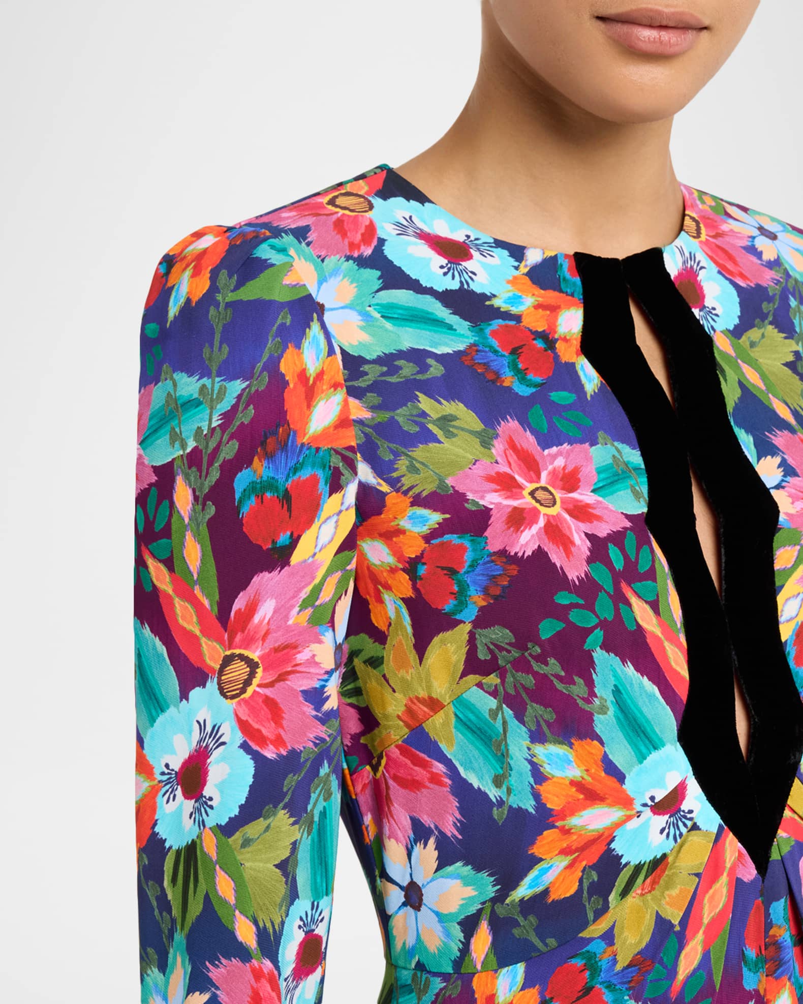 Saloni Jinx-C Velvet Cutout Midi Dress | Neiman Marcus