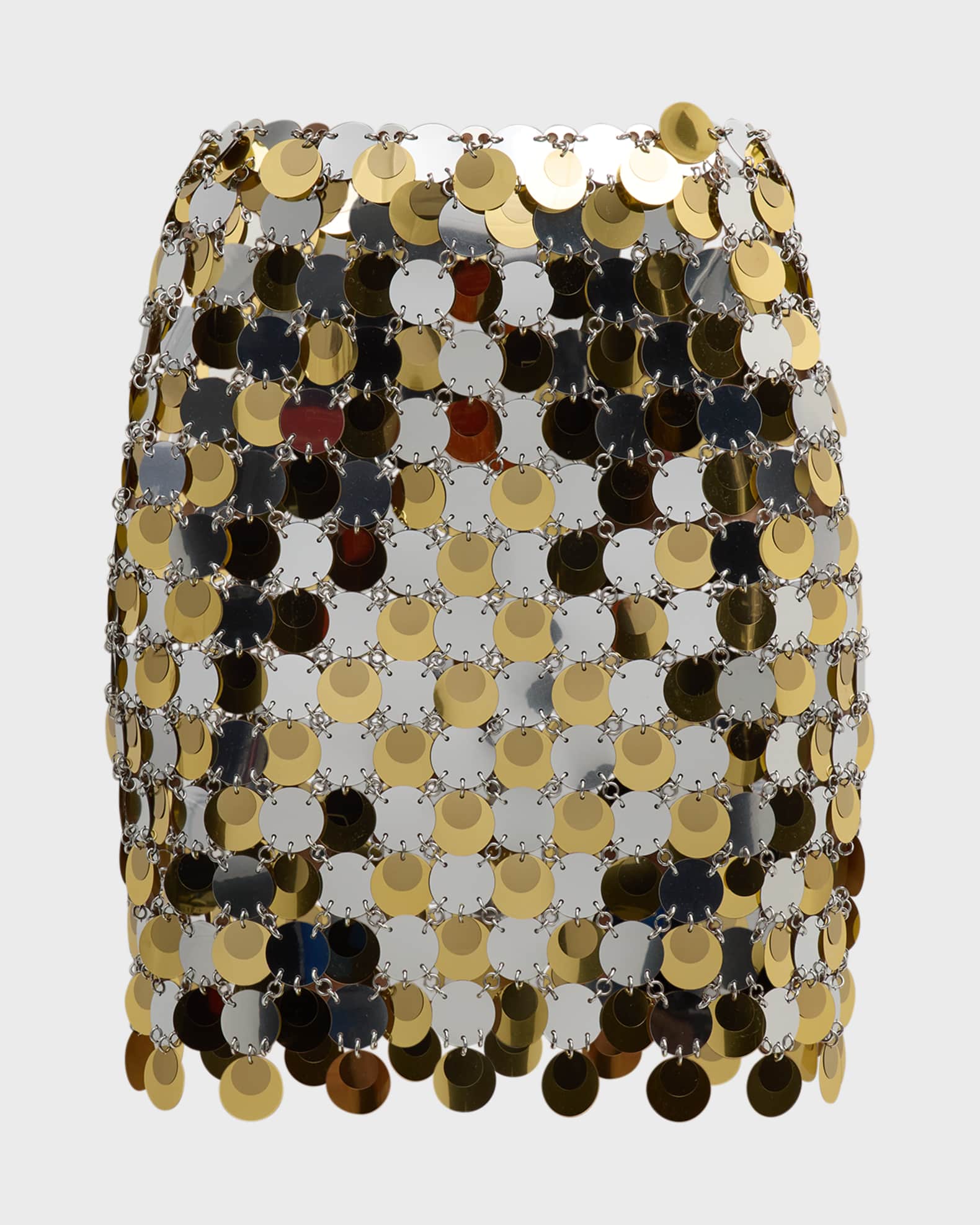 Rabanne Multi-Color Dot-Sequin Chainmail Mini Skirt | Neiman Marcus