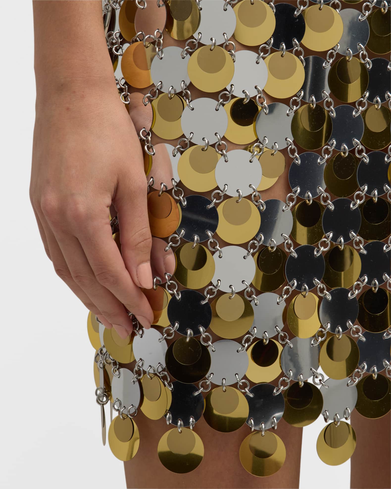 Rabanne Multi-Color Dot-Sequin Chainmail Mini Skirt | Neiman Marcus