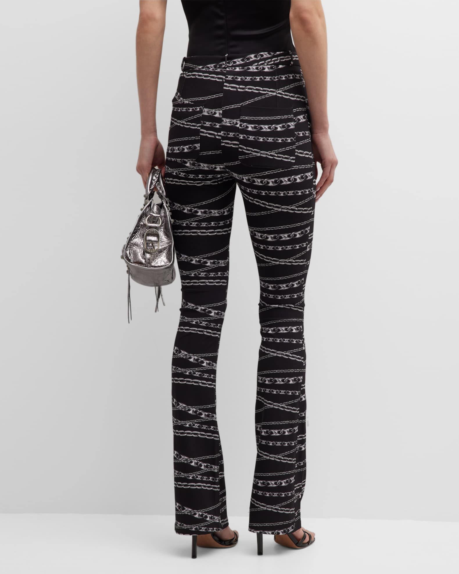 Paco Rabanne Chain-Print Paneled Straight-Leg Pants | Neiman Marcus