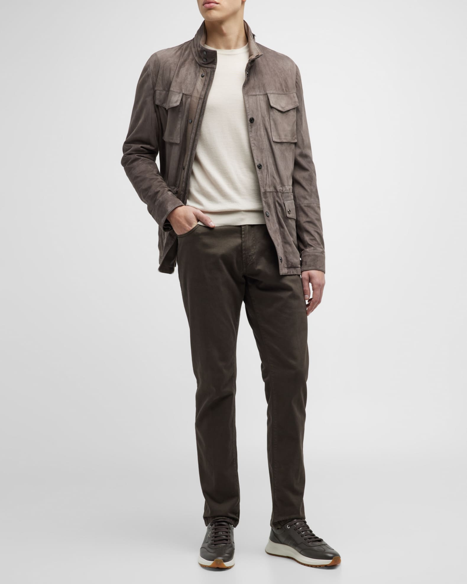 Stefano Ricci Men's Lamb Suede Field Jacket | Neiman Marcus