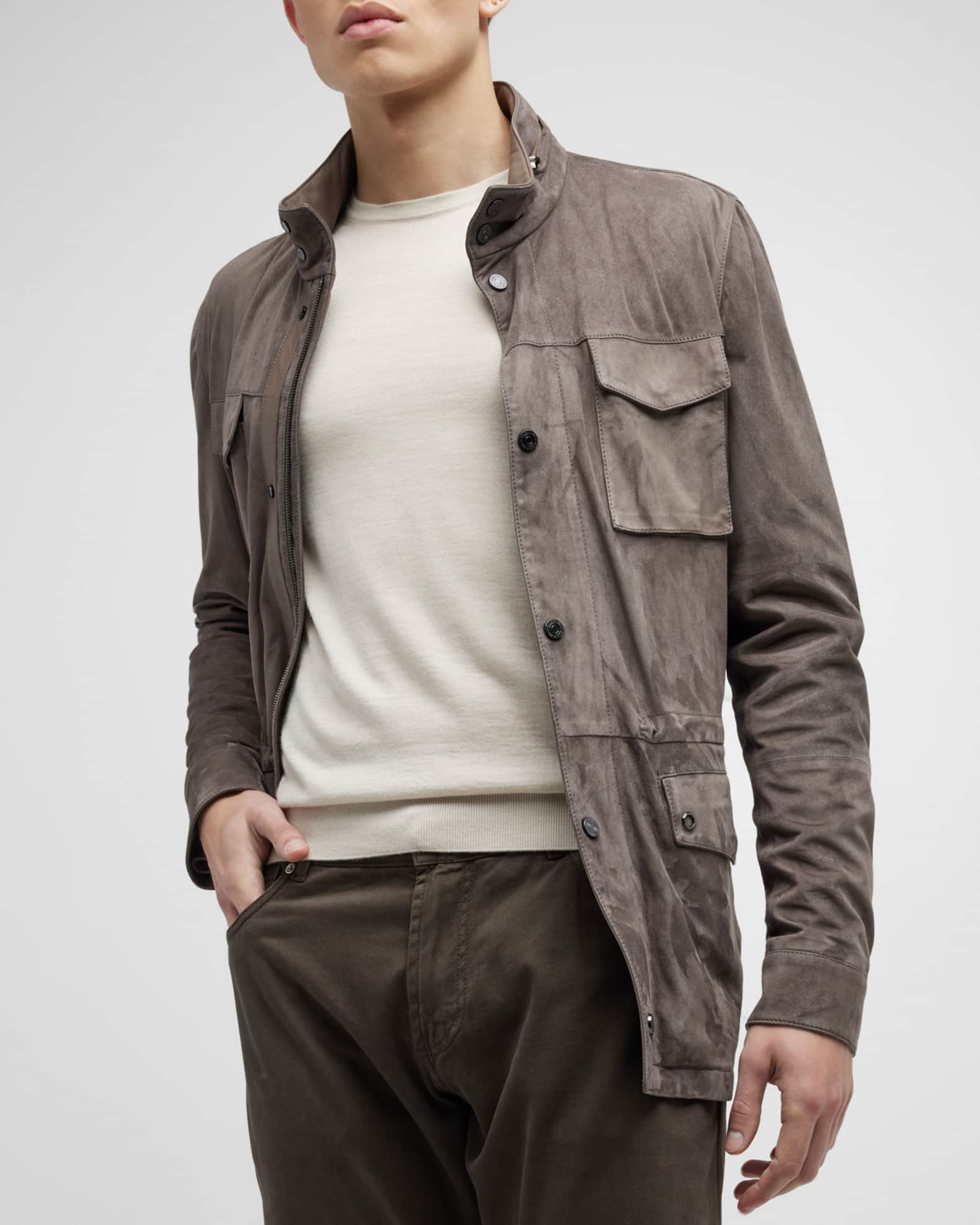 Stefano Ricci Men's Lamb Suede Field Jacket | Neiman Marcus