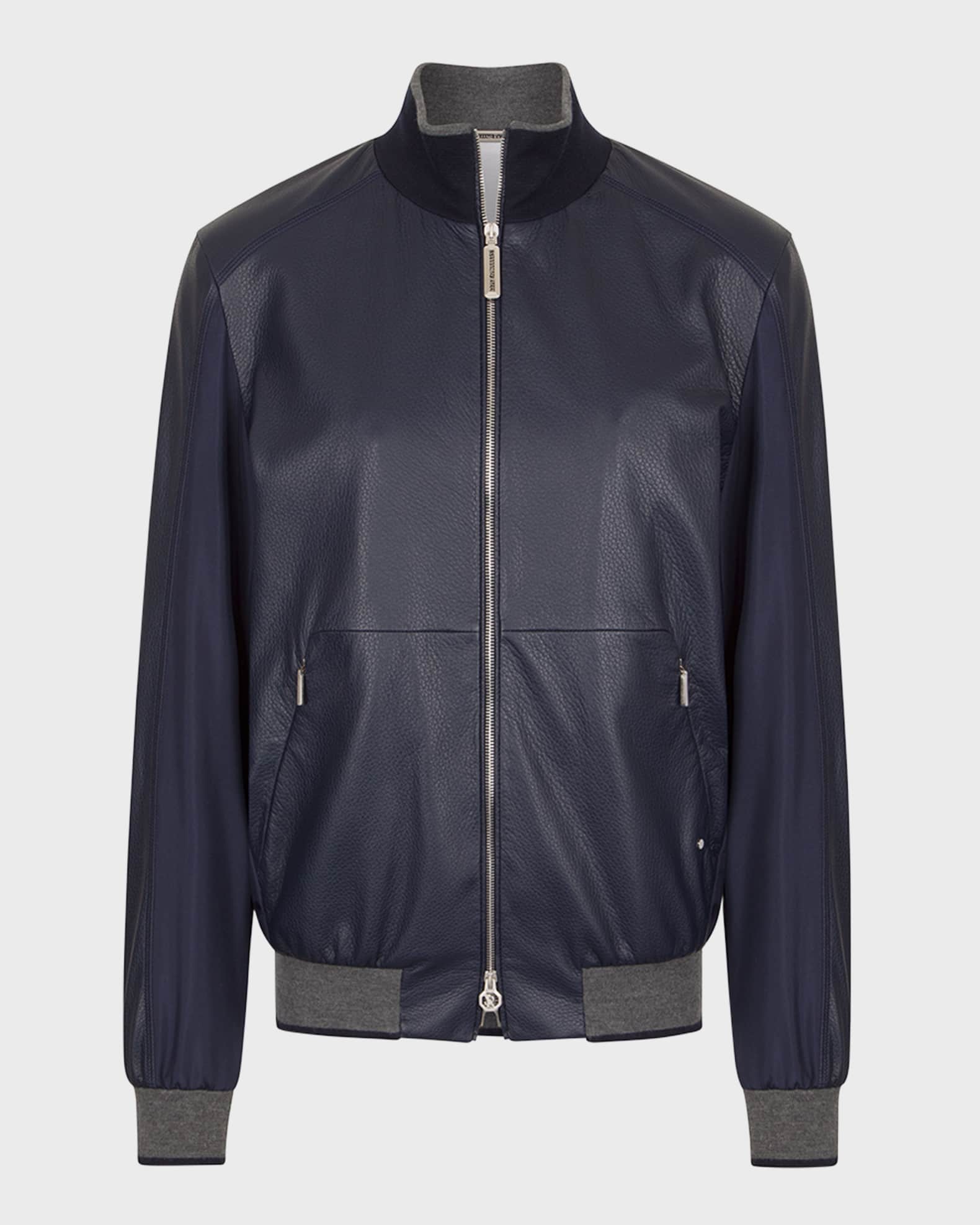 Stefano Ricci Men's Leather and Silk Bomber Jacket | Neiman Marcus