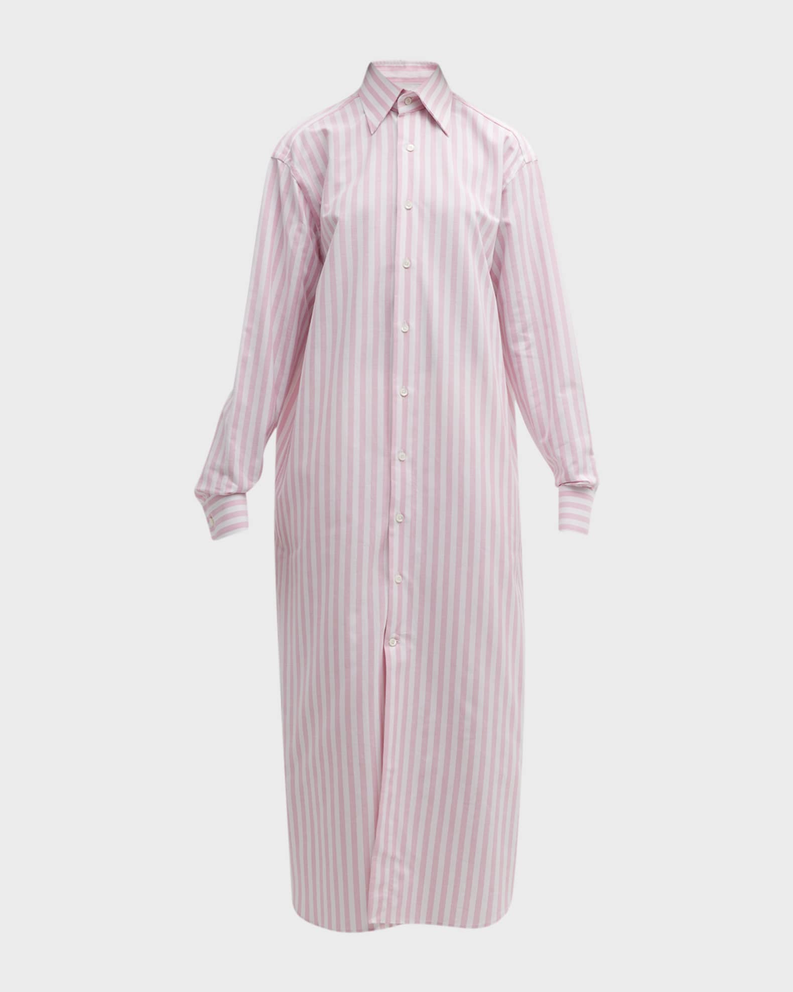 WOERA Longline Stripe-Print Tunic Shirt | Neiman Marcus