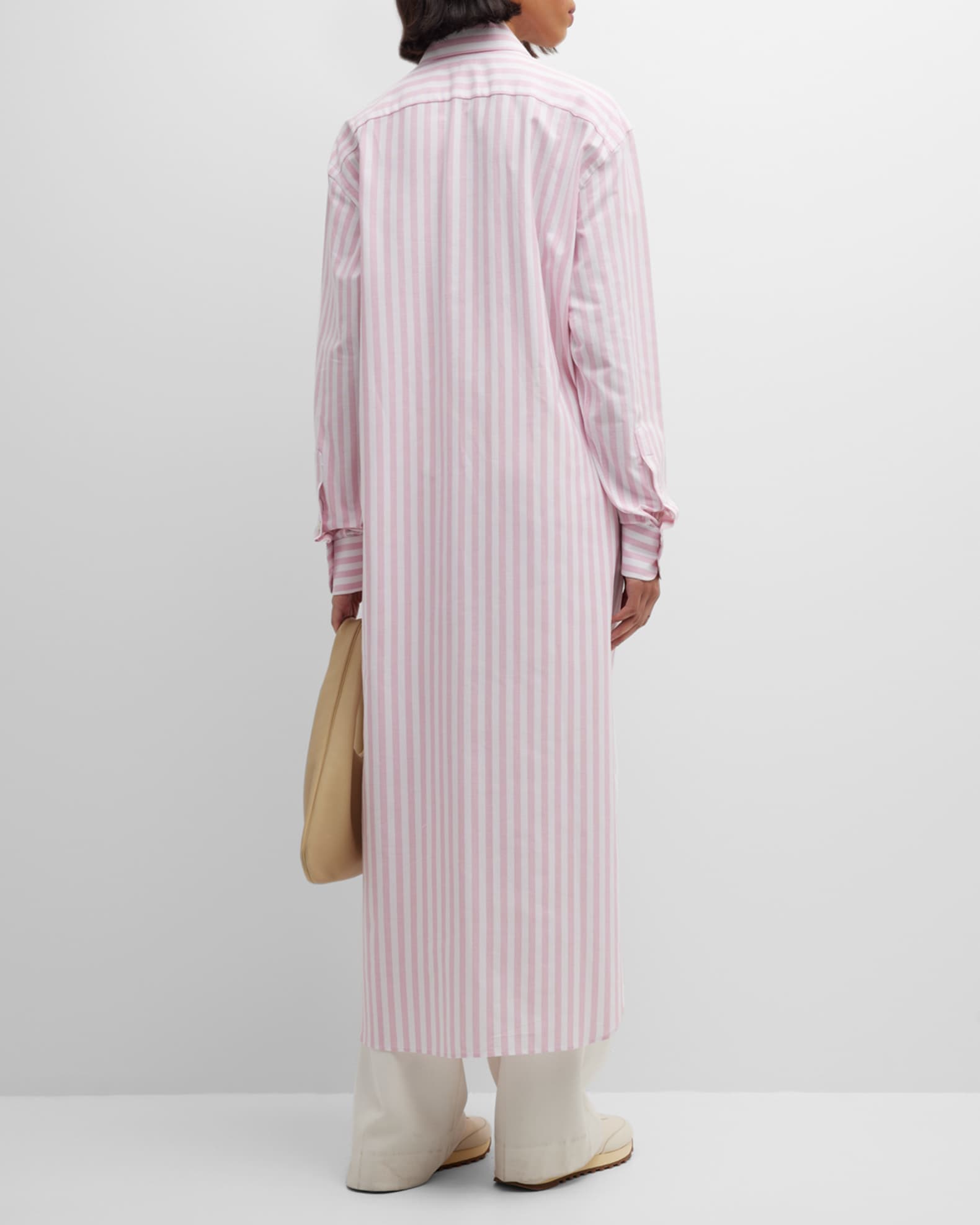 WOERA Longline Stripe-Print Tunic Shirt | Neiman Marcus