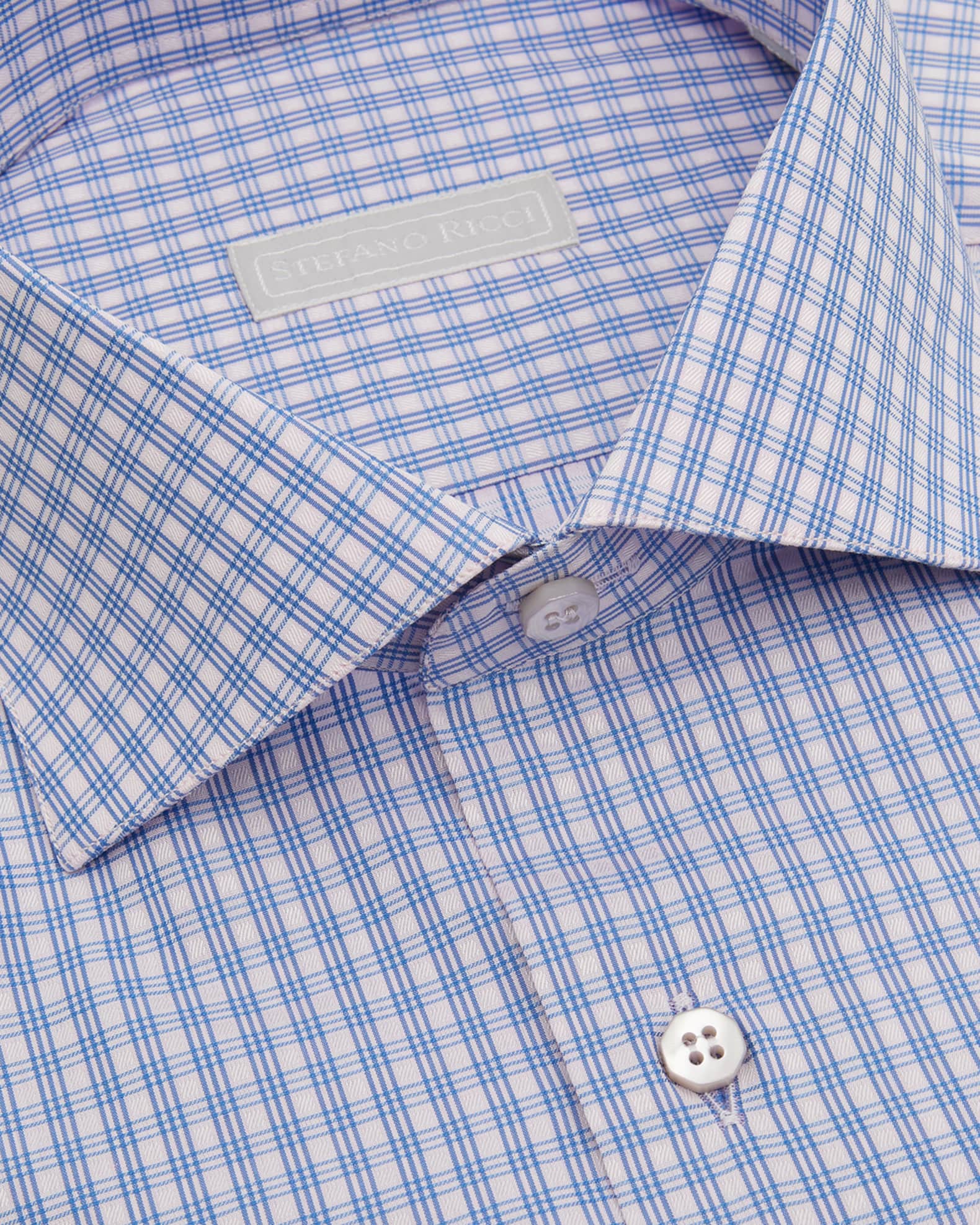 Stefano Ricci Men's Graph Check Cotton Dress Shirt | Neiman Marcus