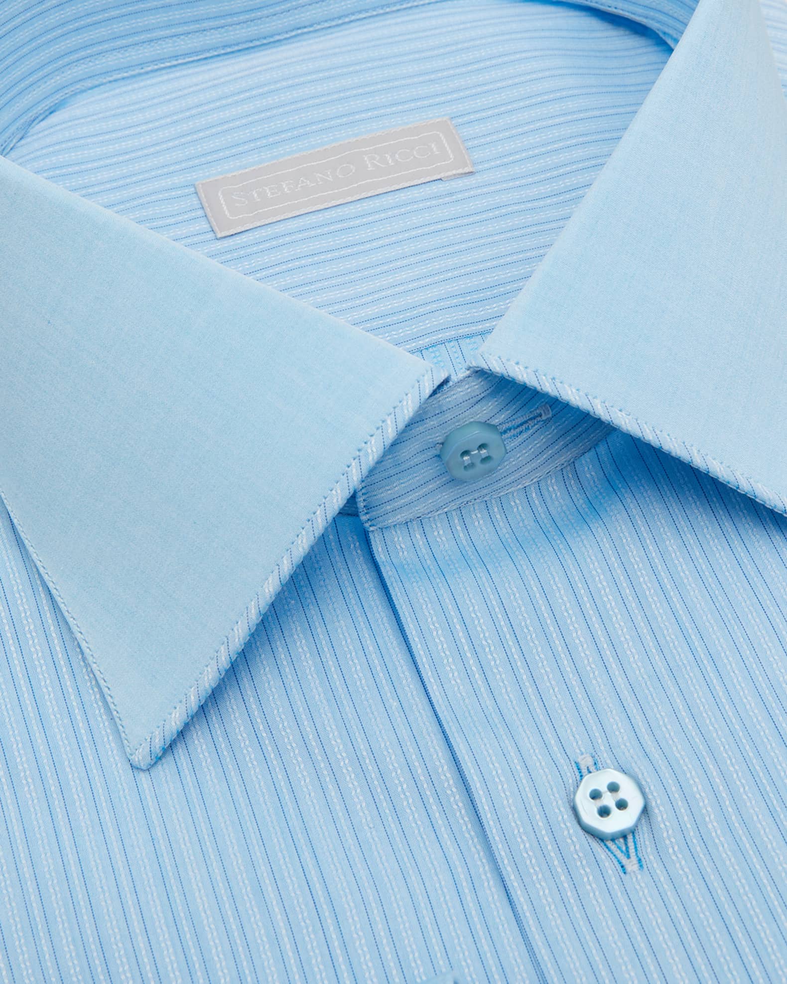 Stefano Ricci Men's Tonal Stripe Cotton Dress Shirt | Neiman Marcus