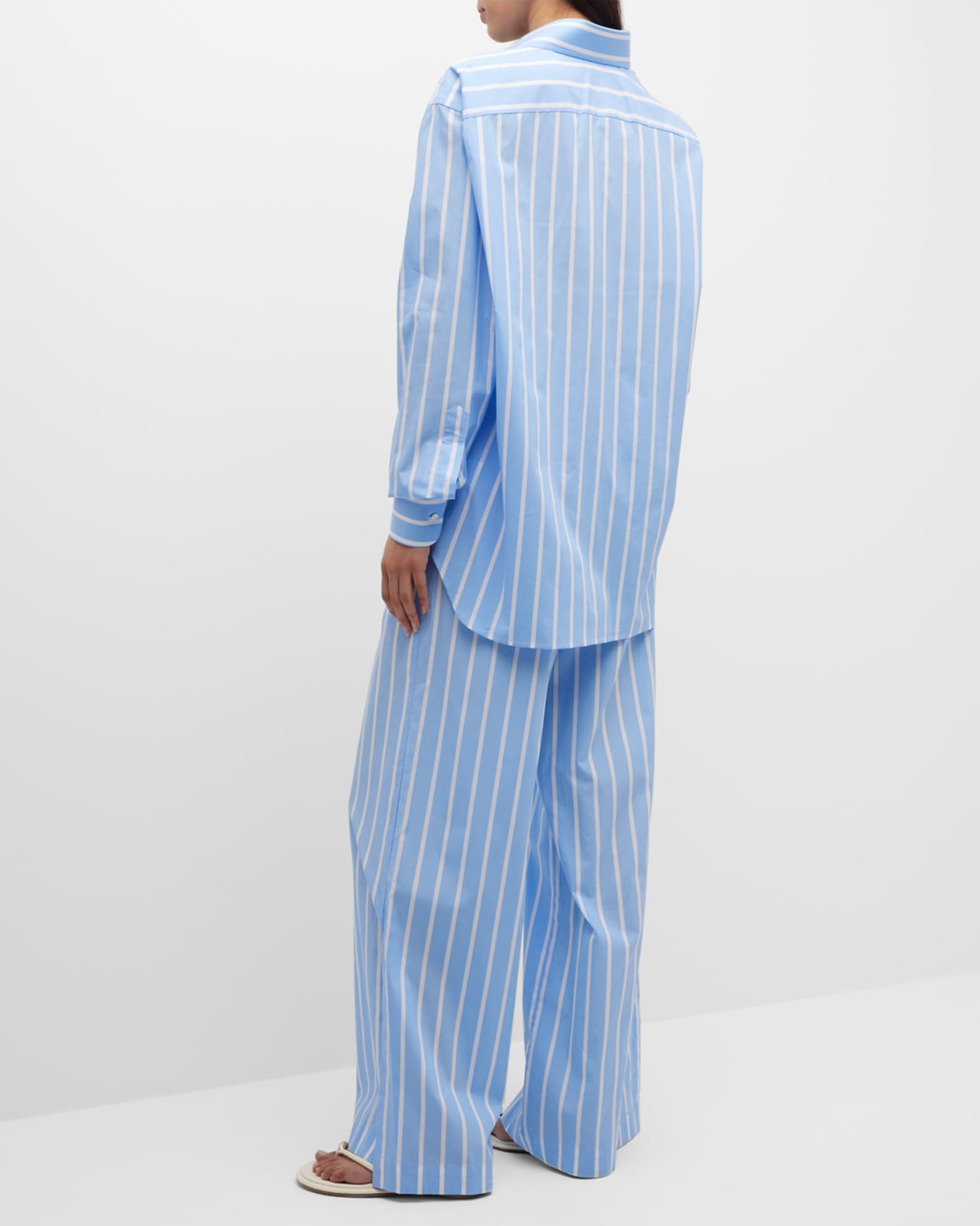 WOERA Slit-Cuff Striped Cotton Pants | Neiman Marcus