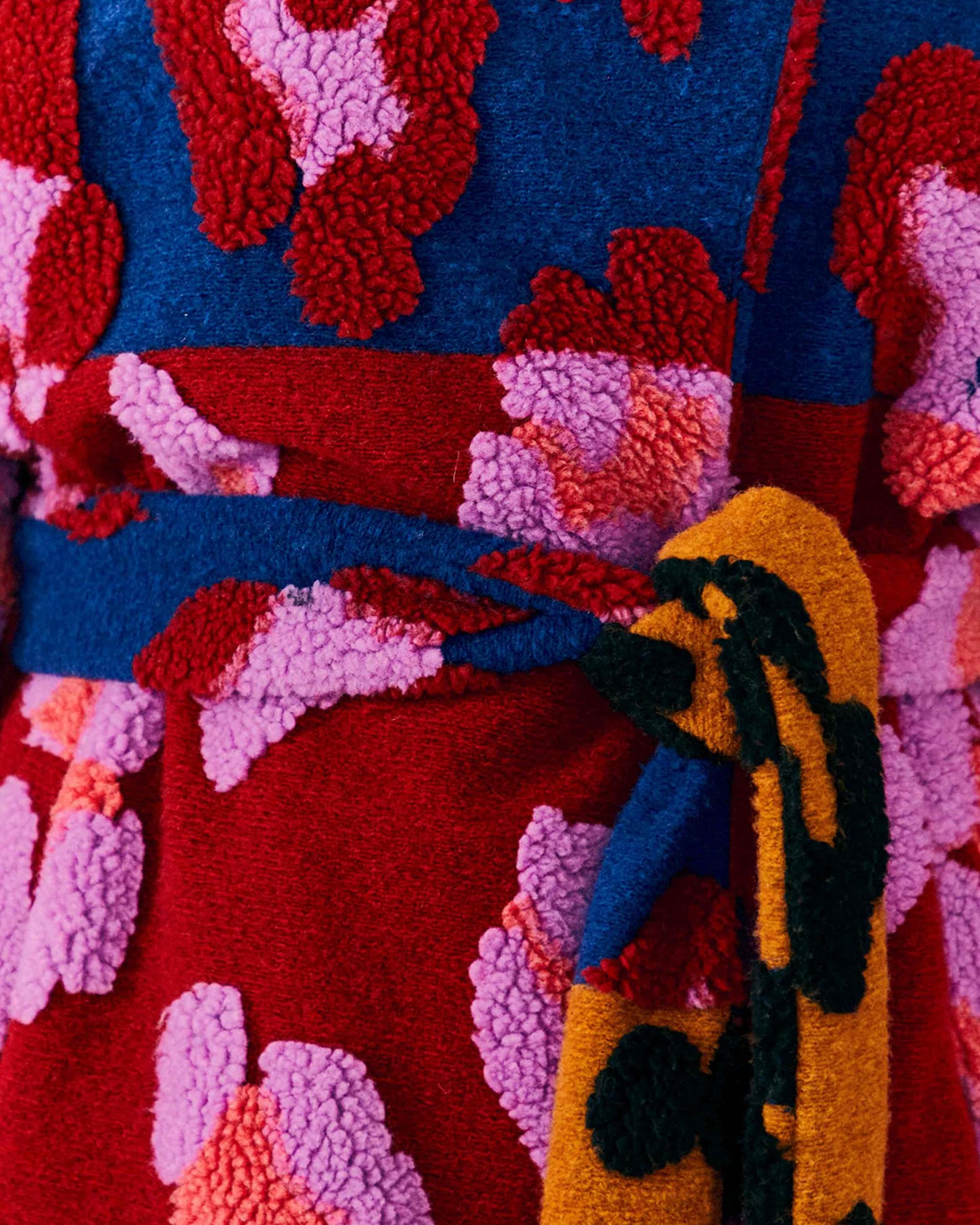 Farm Rio Mixed Leopards Tie-Belt Multicolor Fleece Coat | Neiman Marcus