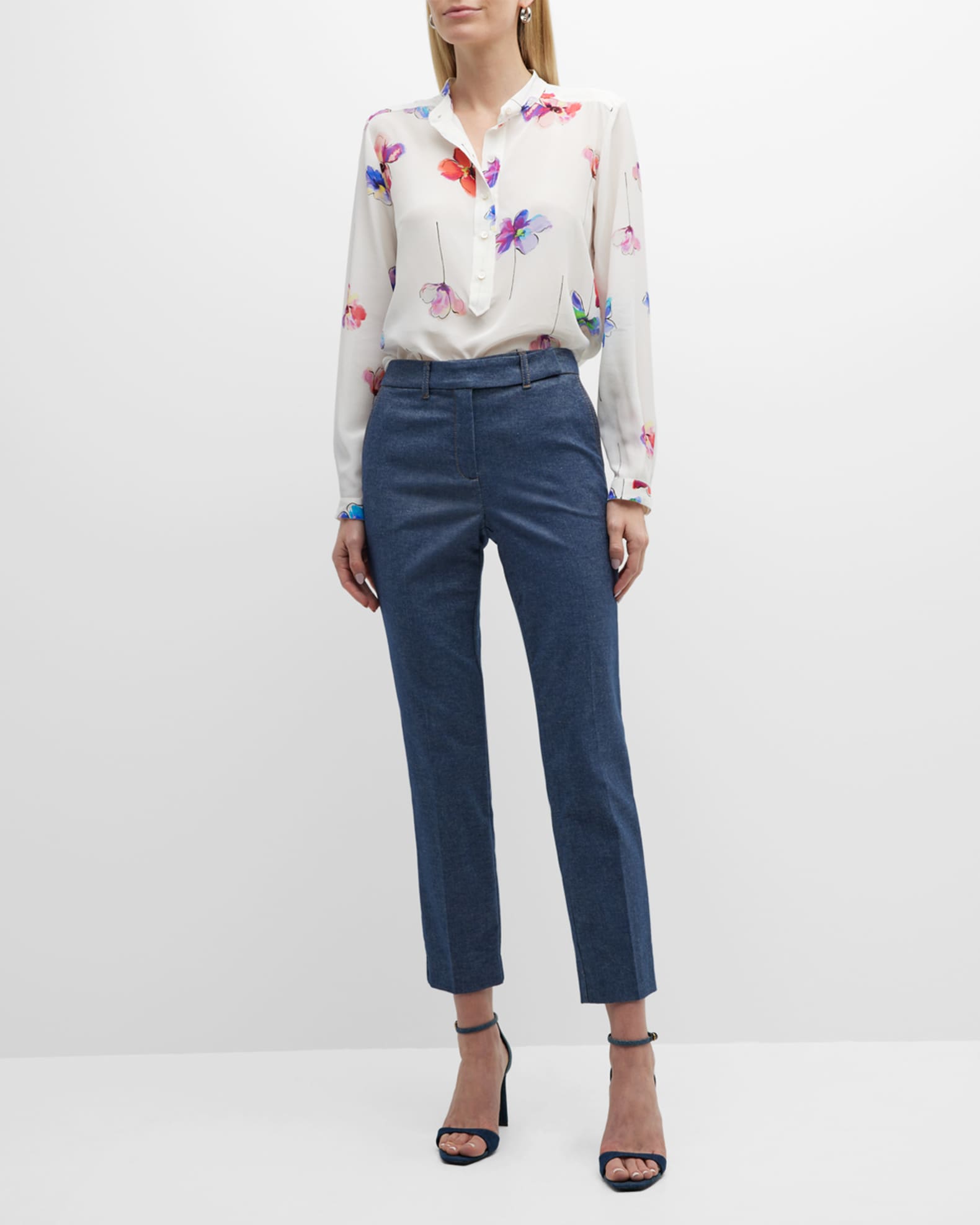 Marella Meringa Floral-Print Silk Blouse | Neiman Marcus