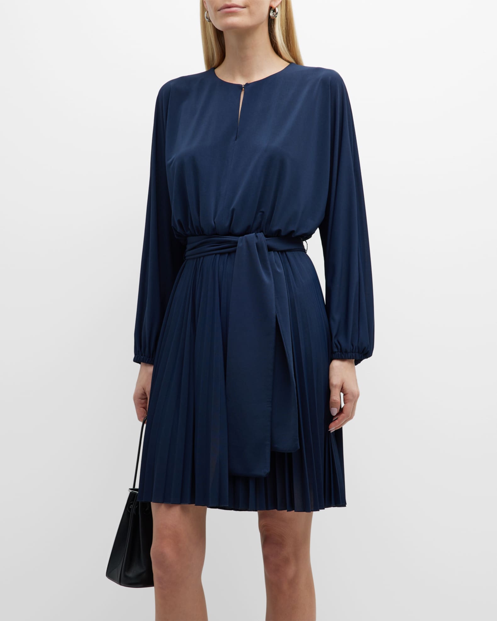 Marella Dada Pleated Blouson-Sleeve Jersey Dress | Neiman Marcus