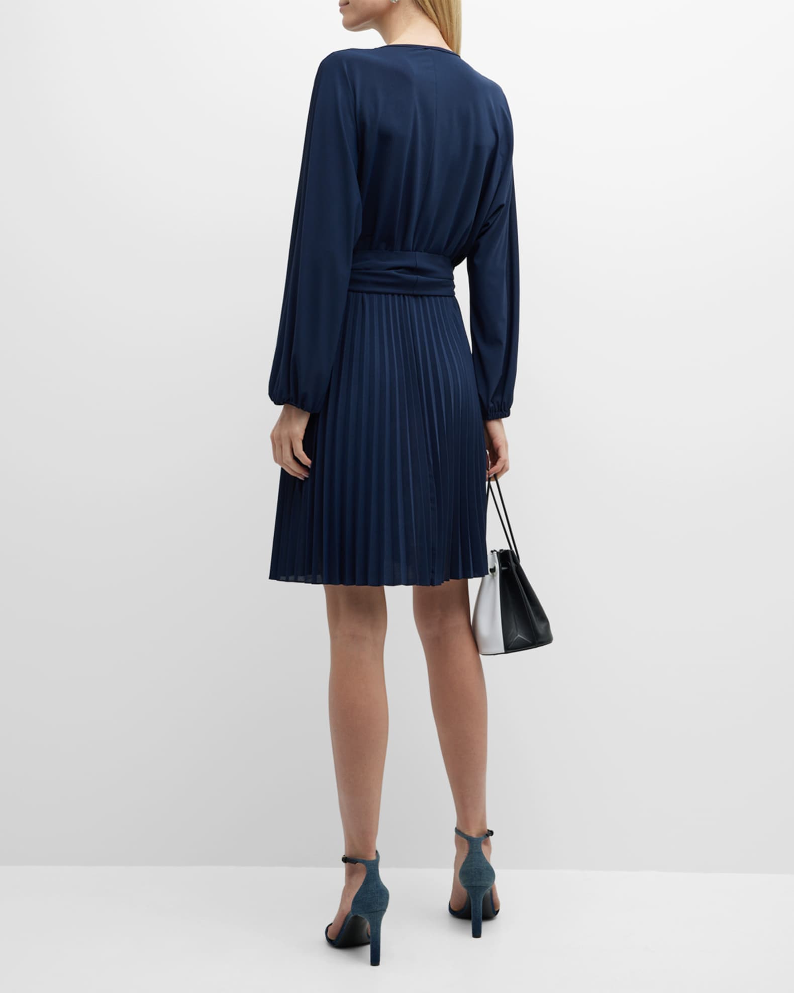 Marella Dada Pleated Blouson-Sleeve Jersey Dress | Neiman Marcus