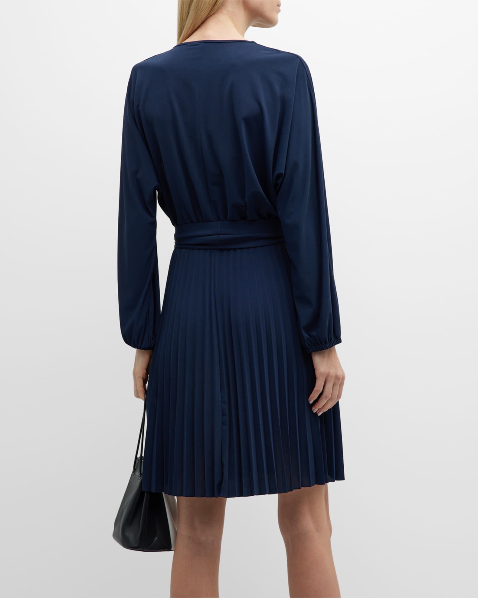 Marella Dada Pleated Blouson-Sleeve Jersey Dress | Neiman Marcus