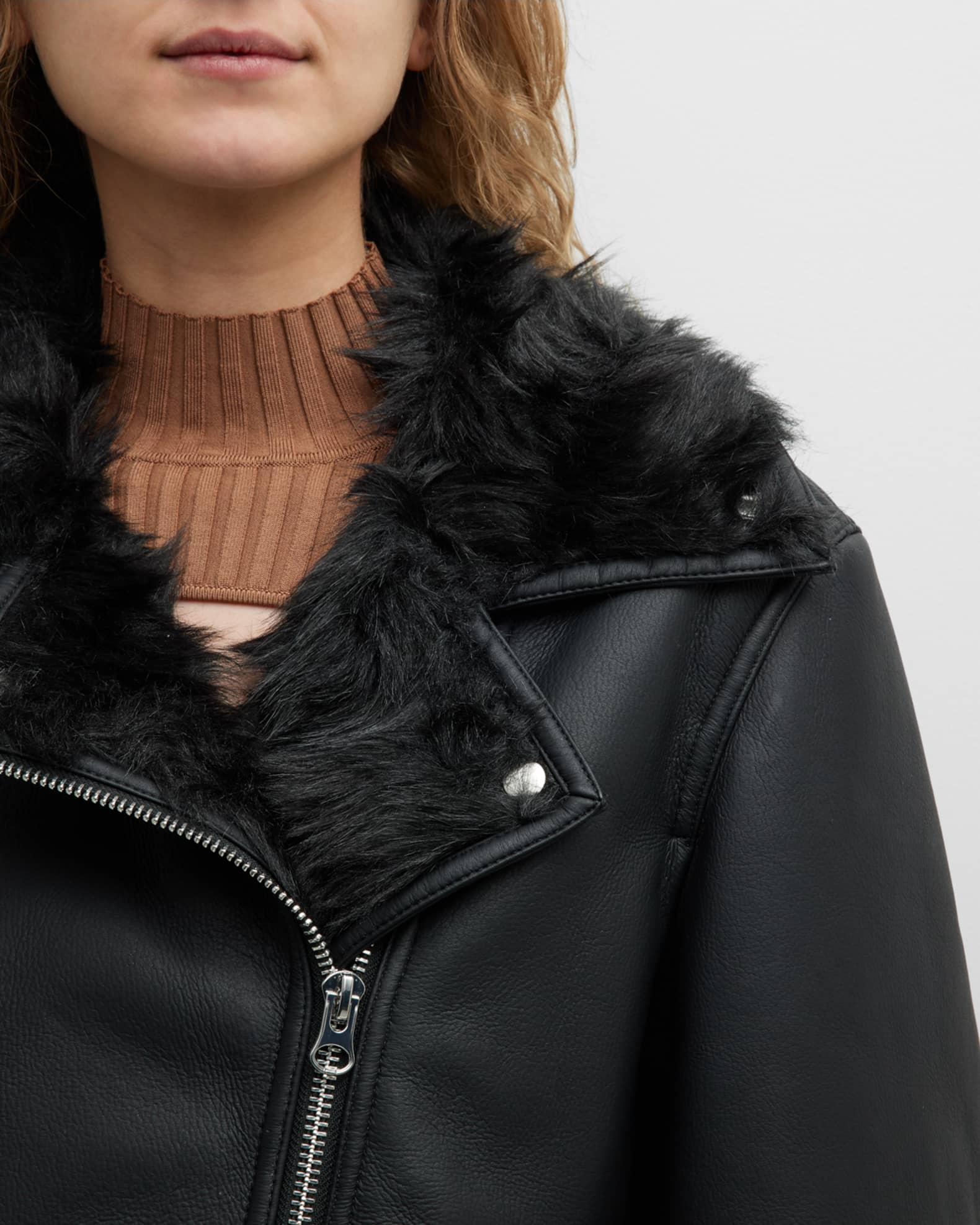Stand Studio Carrie Faux Shearling Biker Jacket | Neiman Marcus