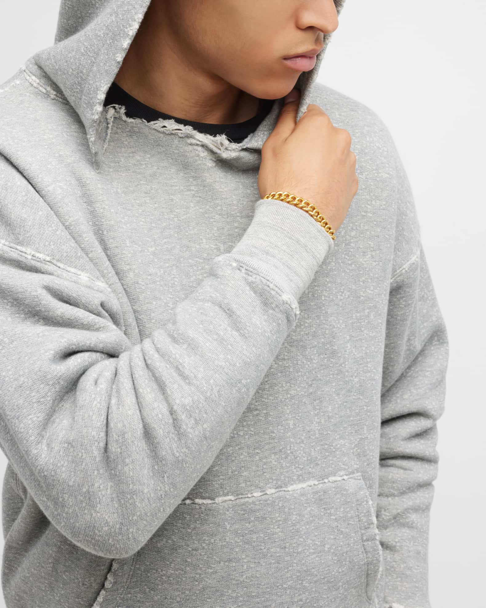 Gurhan Men's Hammered 24K Yellow Gold Cuban Chain Bracelet | Neiman Marcus