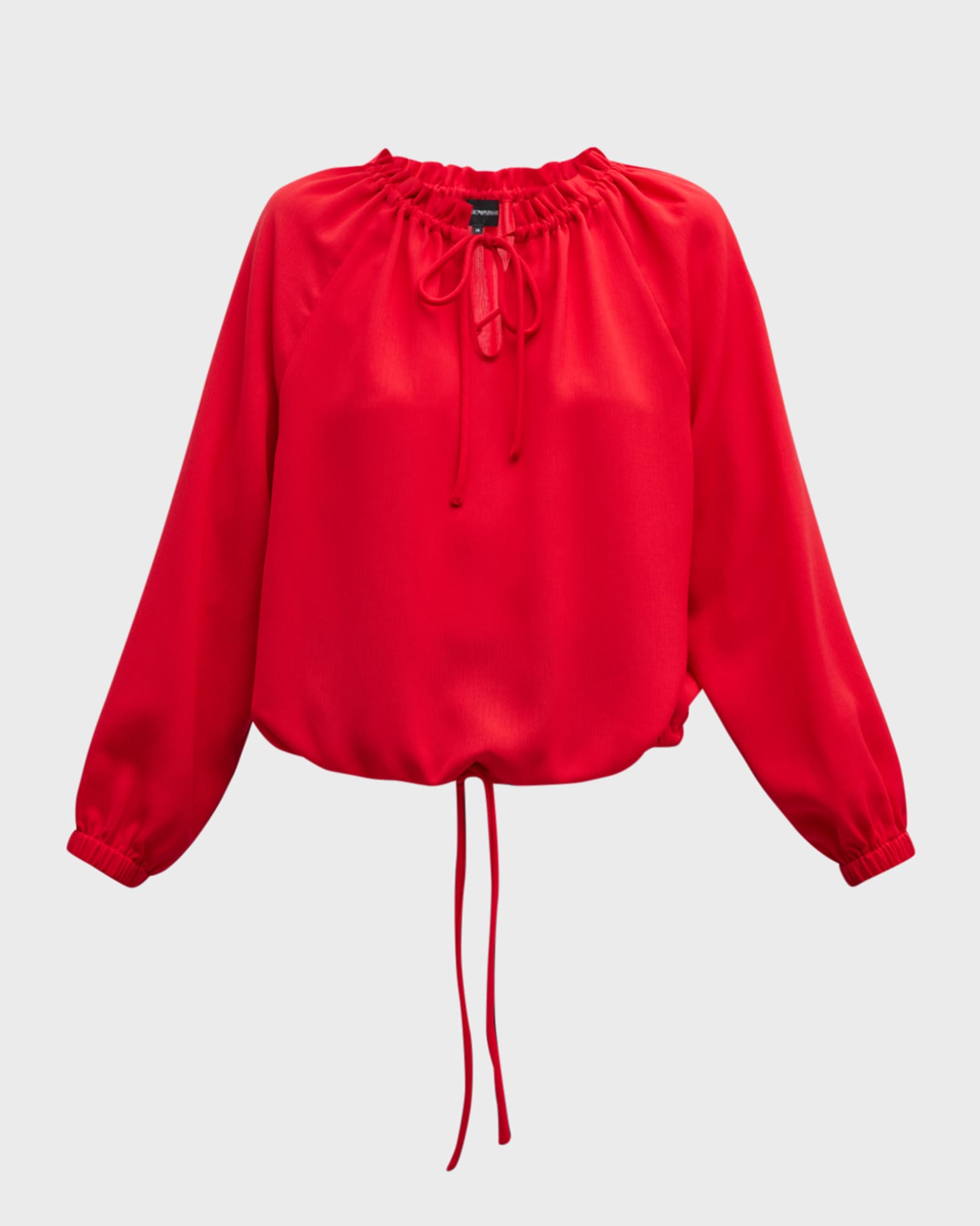 Emporio Armani Blouson-Sleeve Keyhole Parachute Top | Neiman Marcus