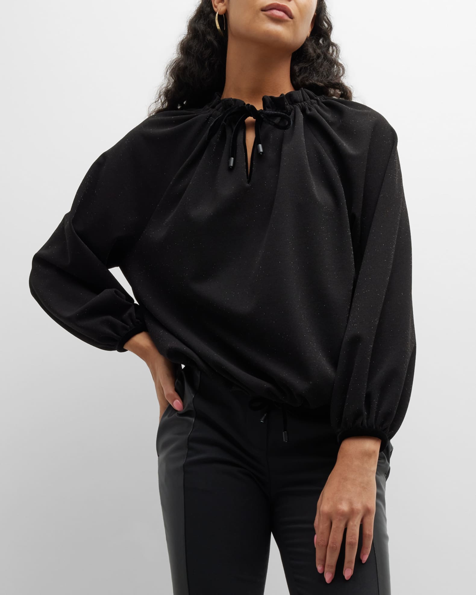 Emporio Armani Shimmer Jersey Parachute Top | Neiman Marcus