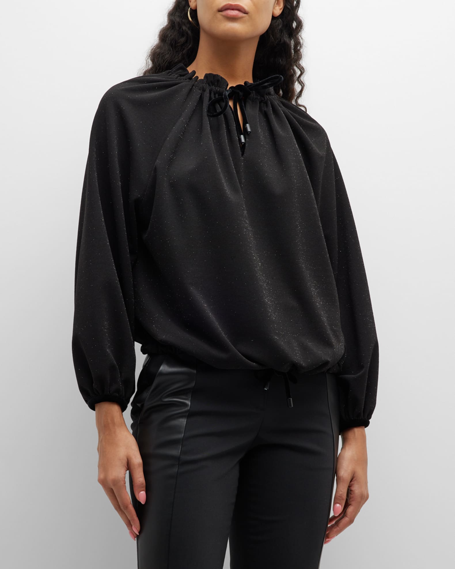 Emporio Armani Shimmer Jersey Parachute Top | Neiman Marcus