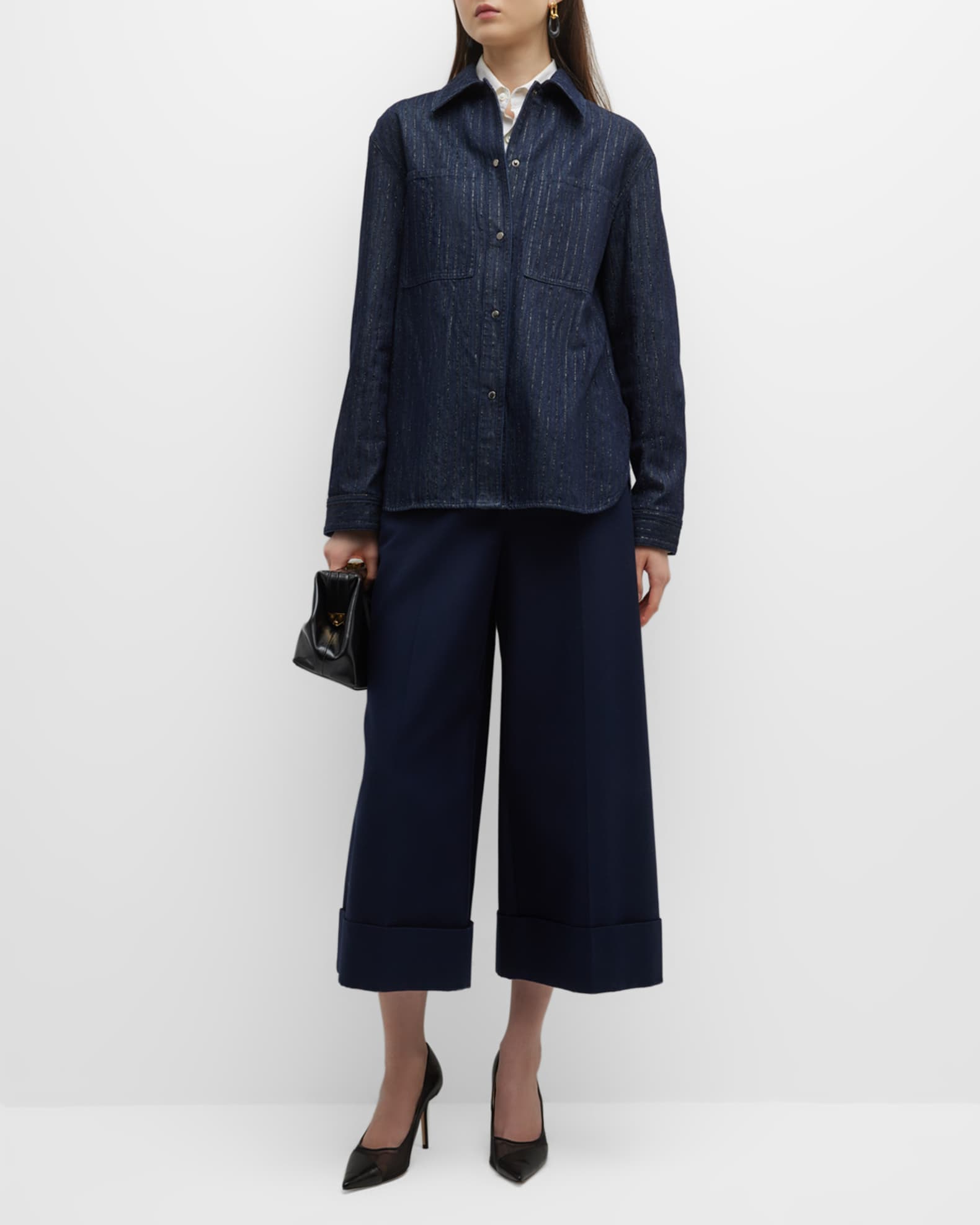 Emporio Armani Denim Shimmer Pinstripe Jacket | Neiman Marcus