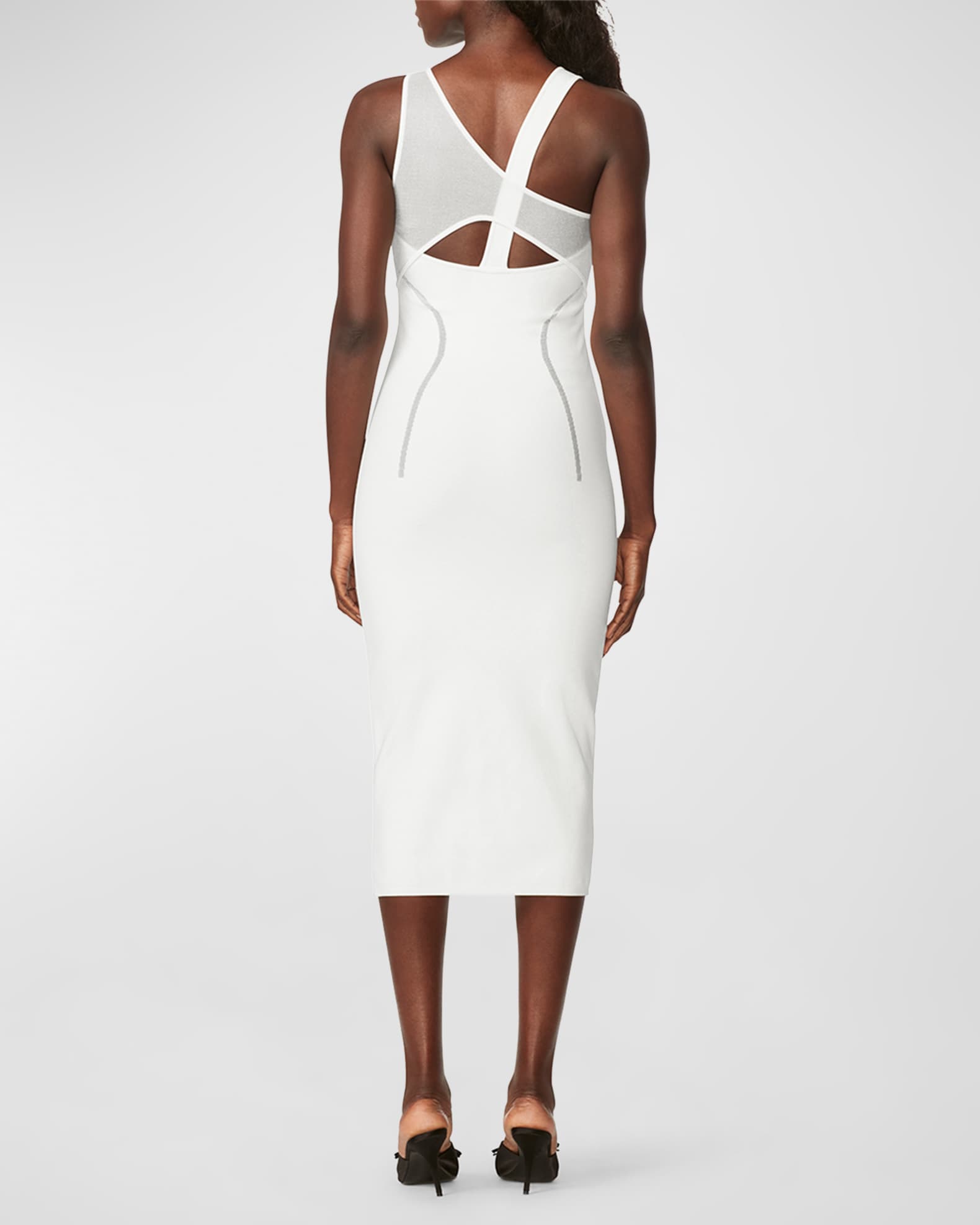 Herve Leger x Law Roach Layered Sheer Intarsia Midi Dress | Neiman Marcus