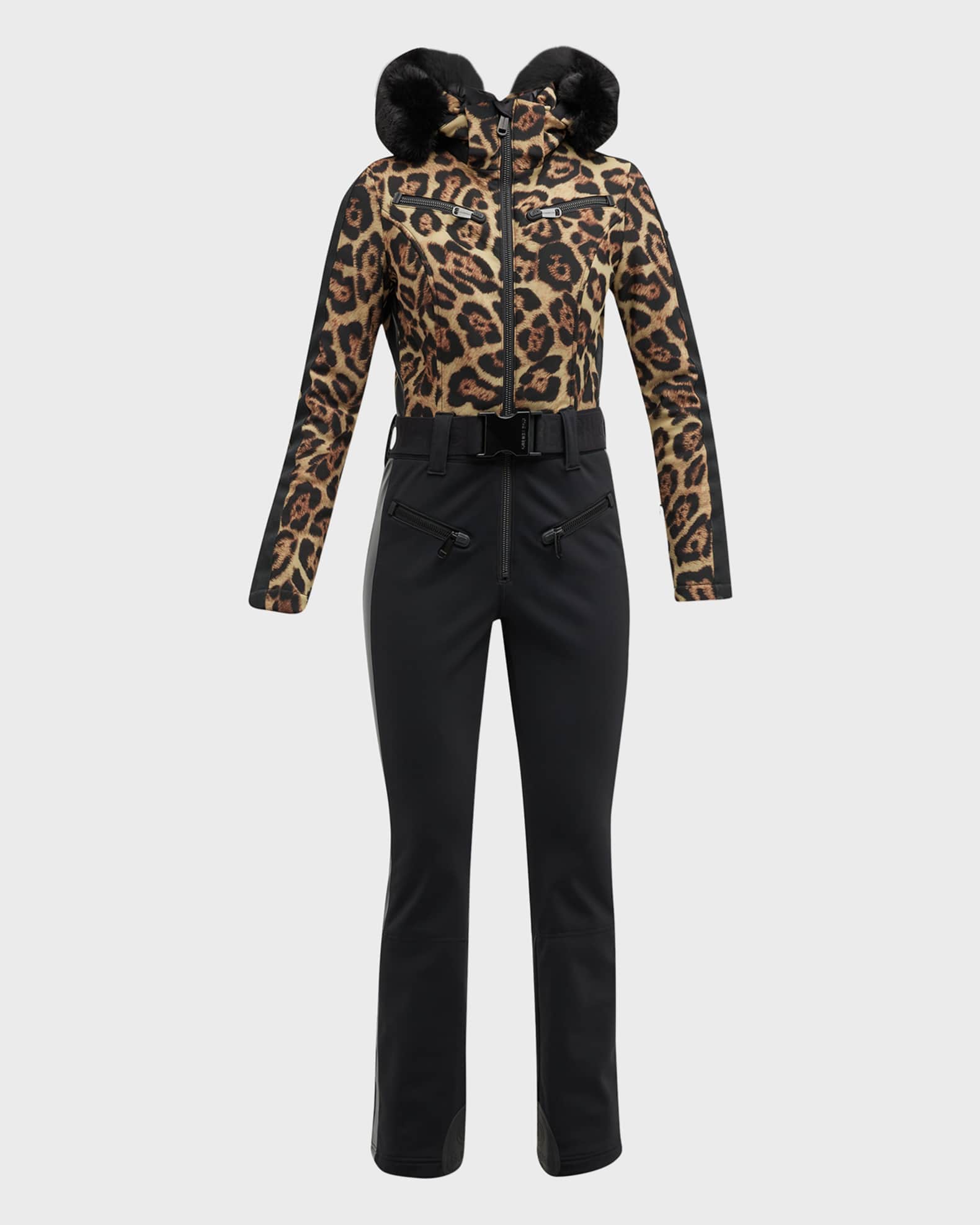 Goldbergh Lynx Leopard Print Belted Ski Suit | Neiman Marcus