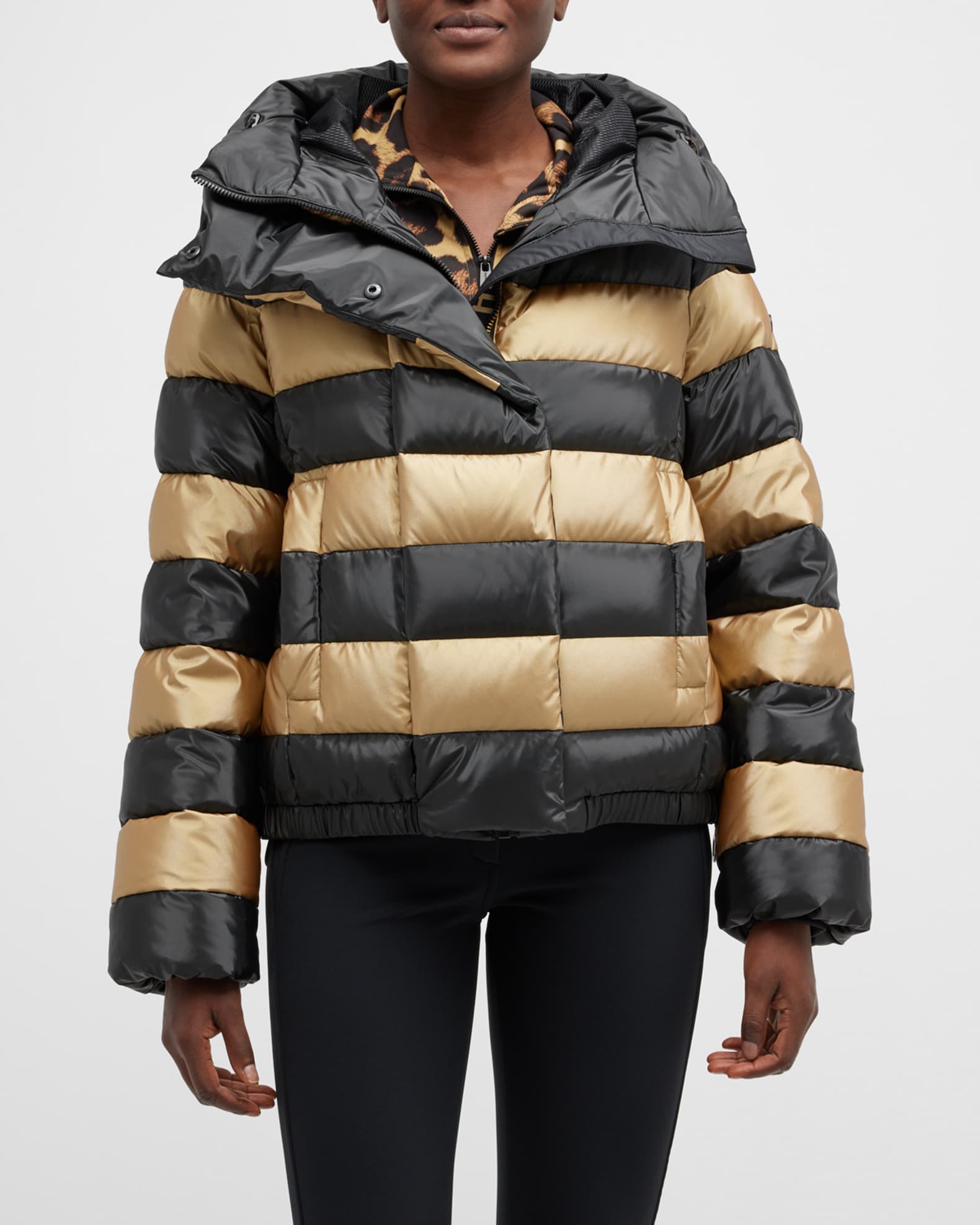 Goldbergh Dazzle Striped Puffer Coat | Neiman Marcus