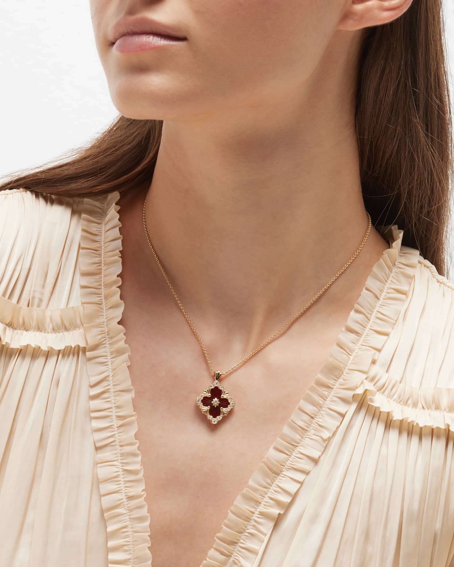 Buccellati Opera Tulle Pendant Necklace with Big Motif Red and Diamonds ...