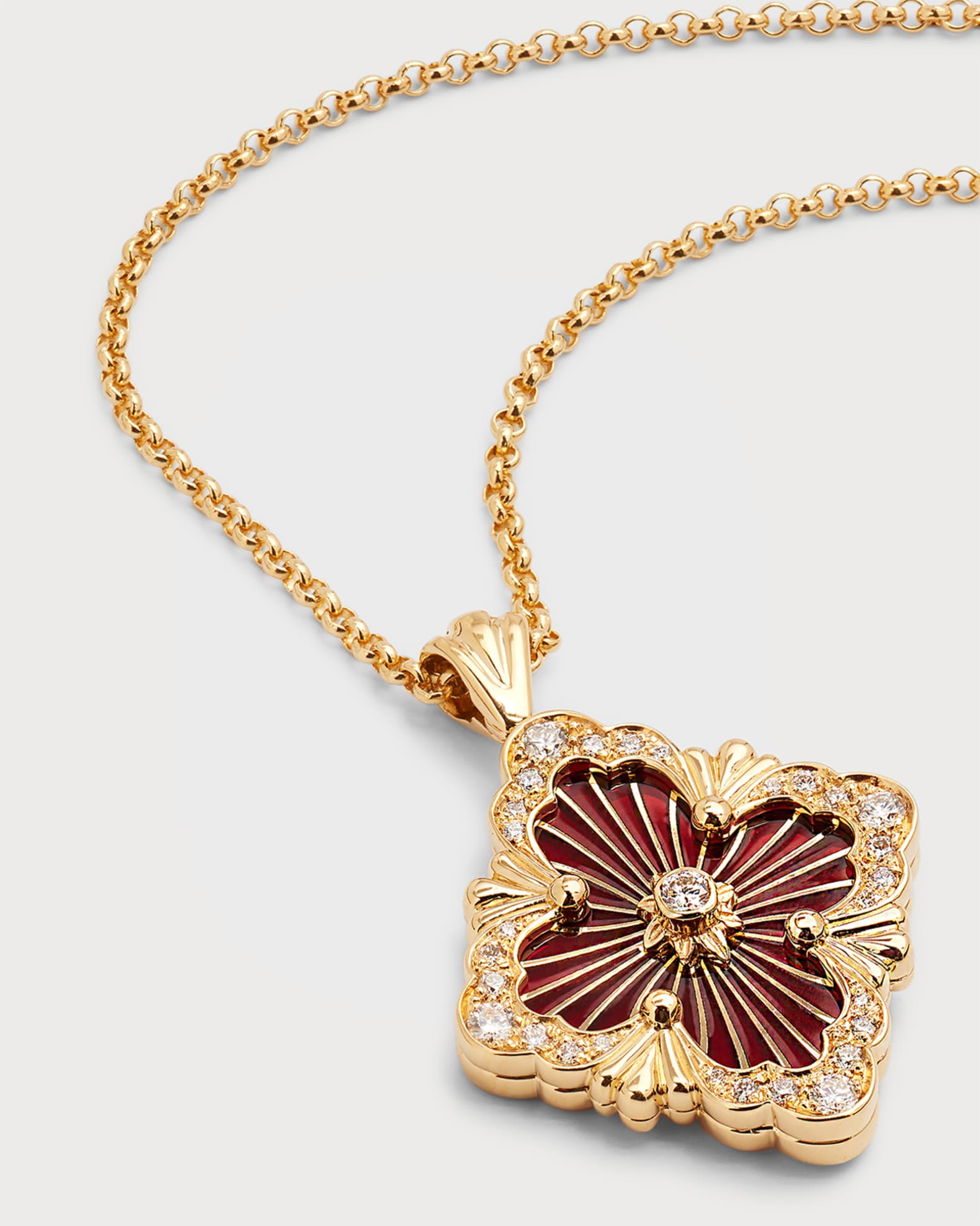 Buccellati Opera Tulle Pendant Necklace with Big Motif Red and Diamonds ...
