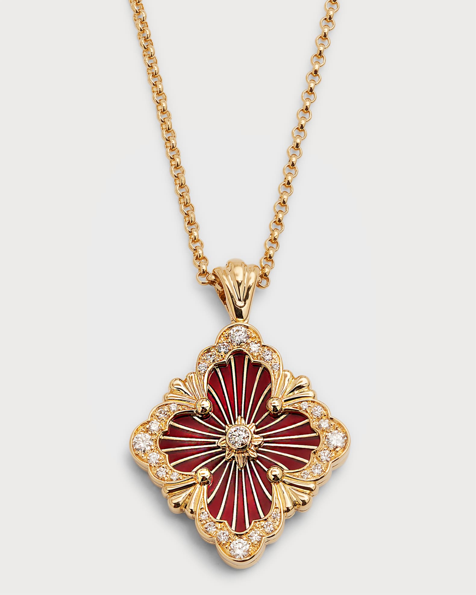 Buccellati Opera Tulle Pendant Necklace with Big Motif Red and Diamonds ...