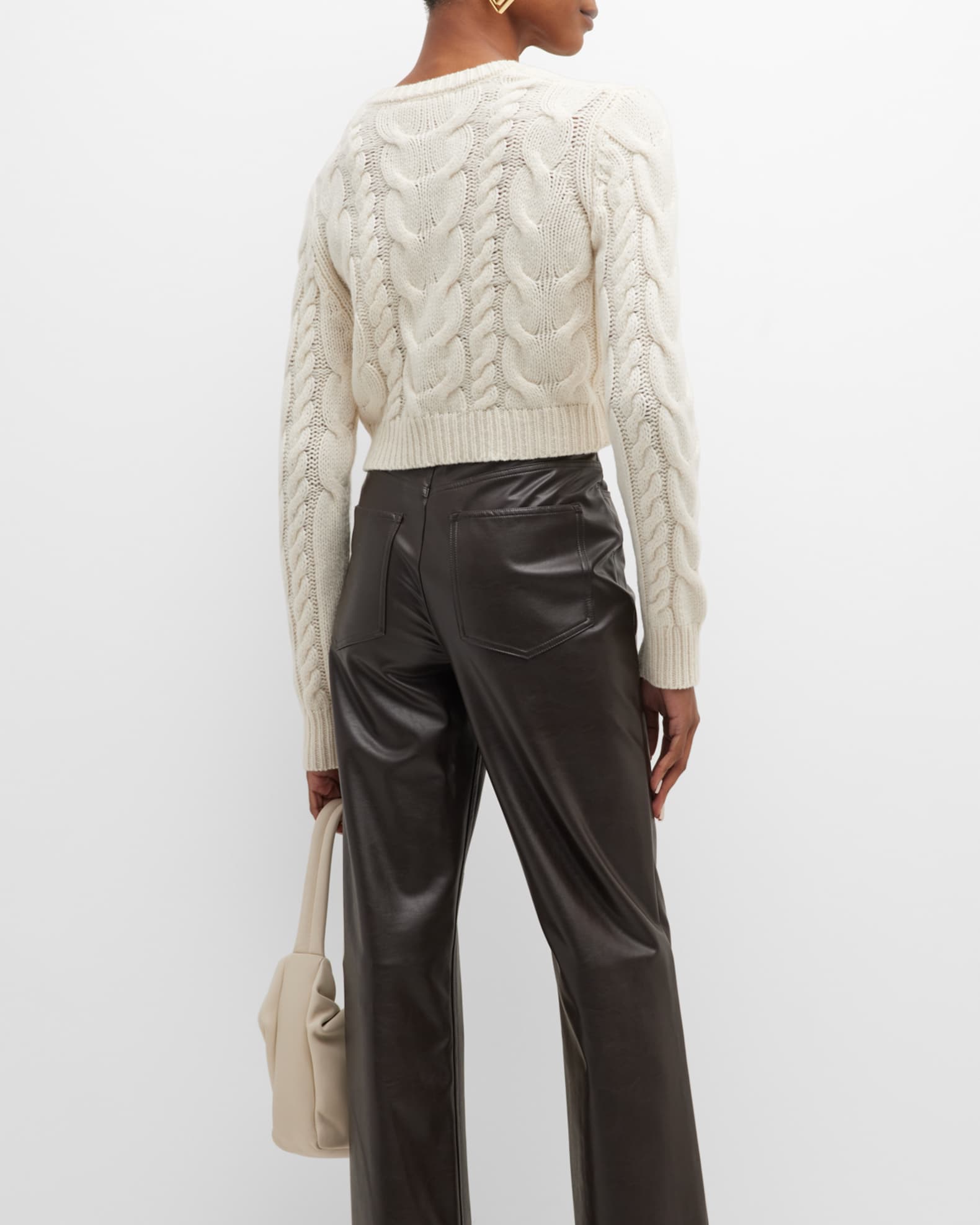 FRAME Cropped Cable-Knit Sweater | Neiman Marcus