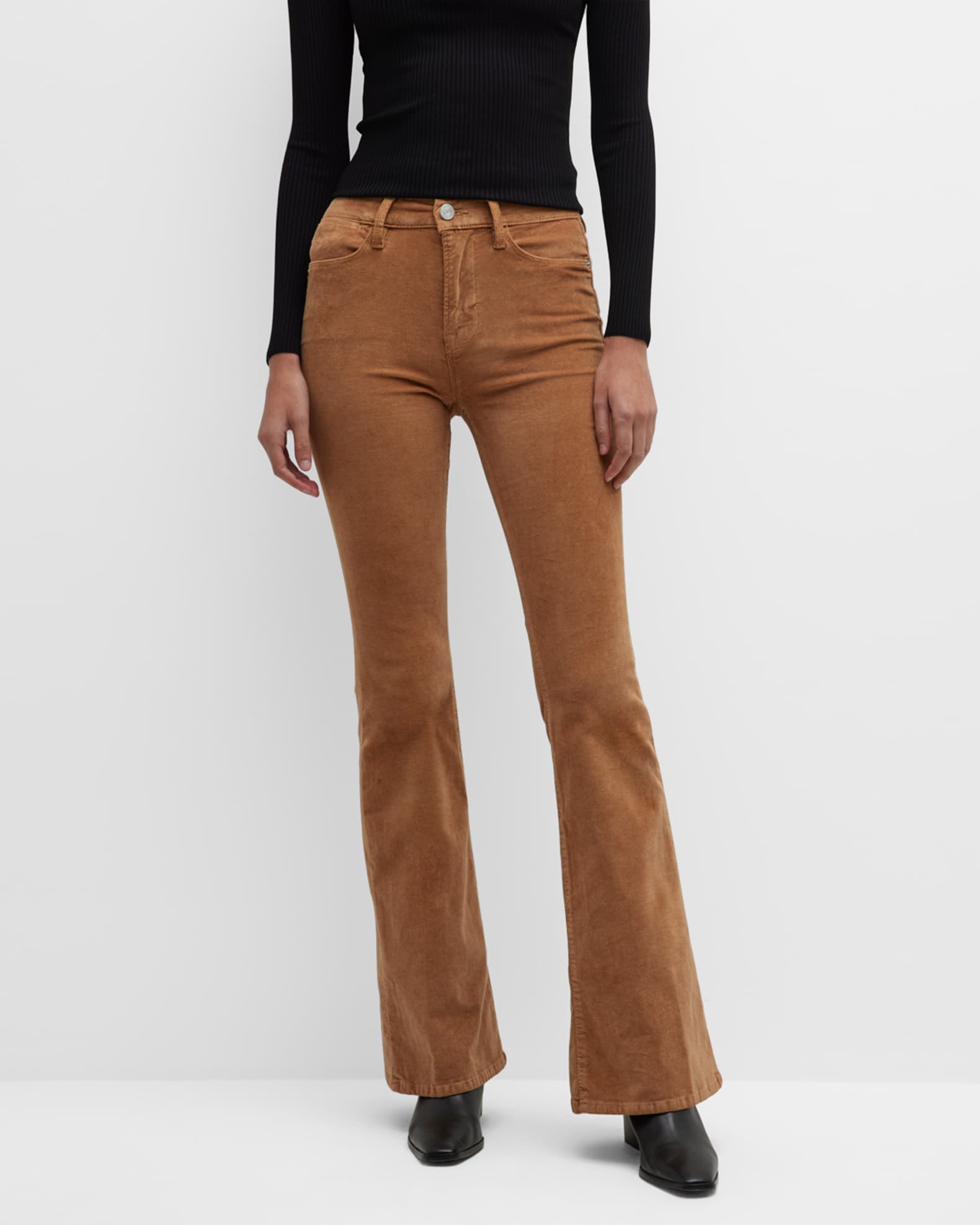 FRAME Le High Flare Cord High-Rise Flared Corduroy Pants | Neiman Marcus