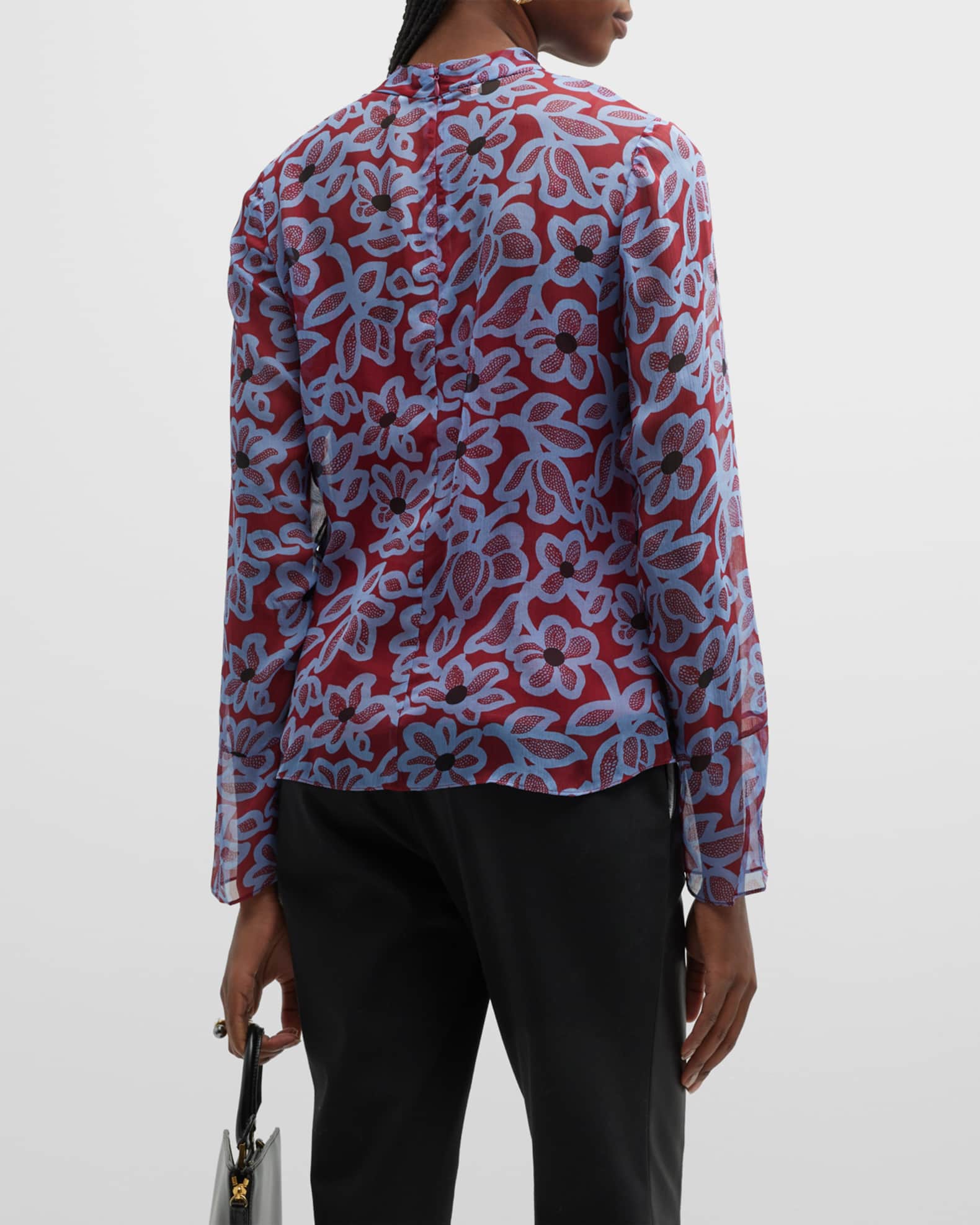 Rebecca Taylor Vera Fleur Mock-Neck Shell Blouse | Neiman Marcus