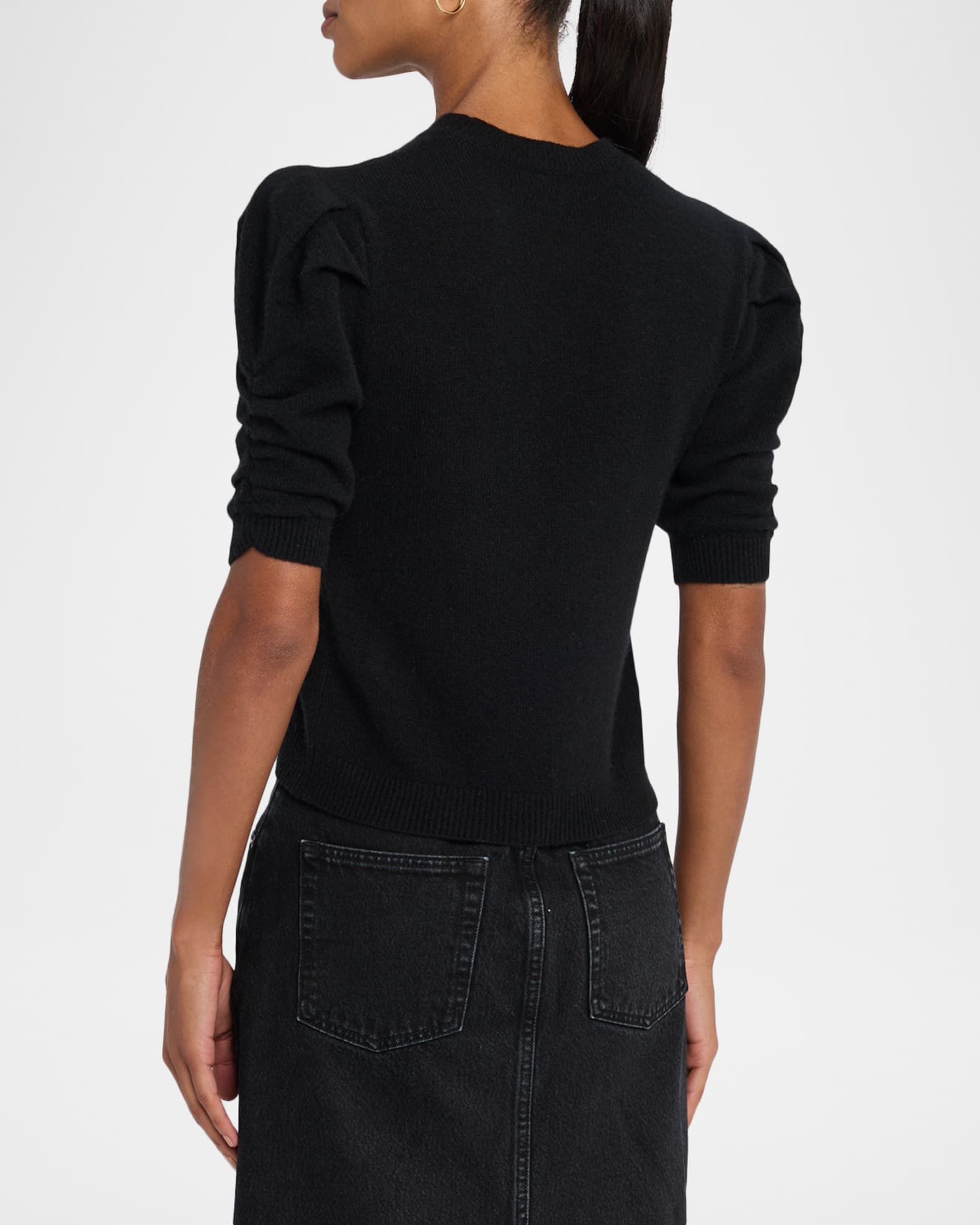 FRAME Ruched Cashmere-Wool Sweater | Neiman Marcus