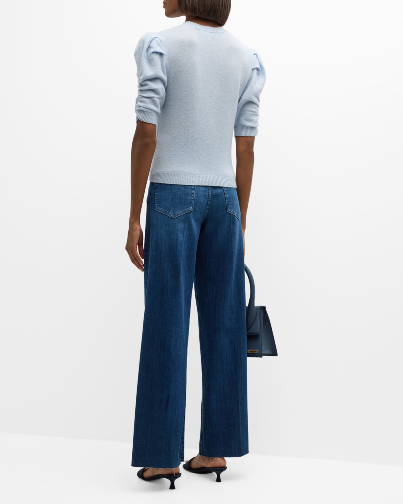 FRAME Ruched Cashmere-Wool Sweater | Neiman Marcus