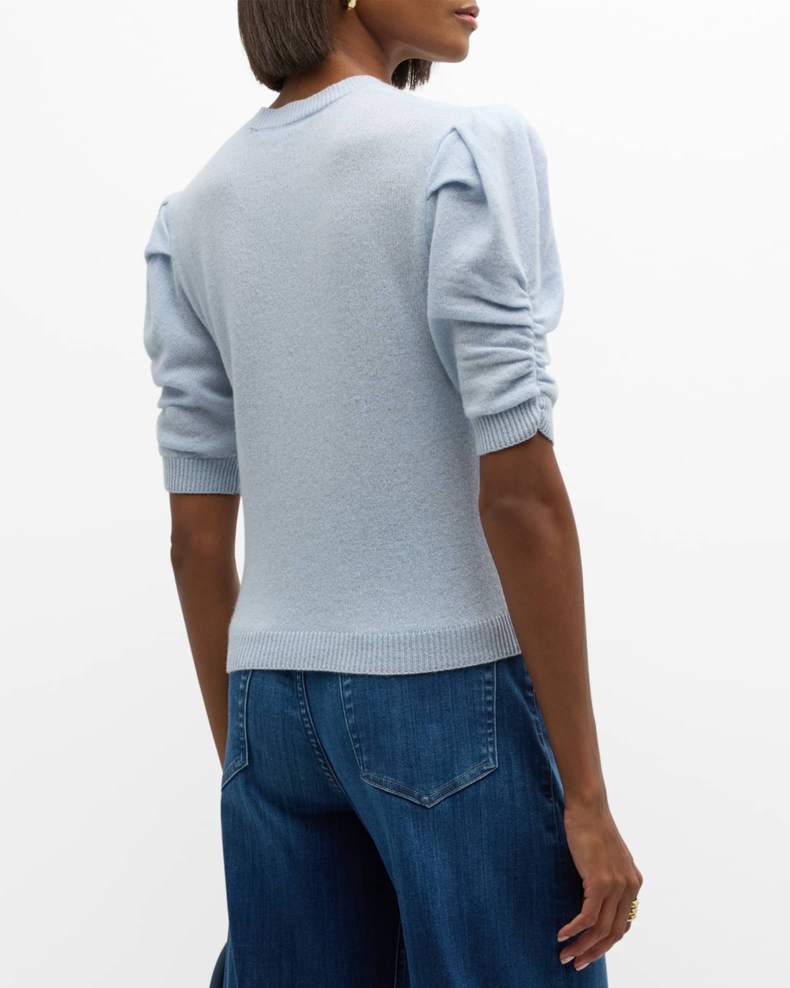 FRAME Ruched Cashmere-Wool Sweater | Neiman Marcus