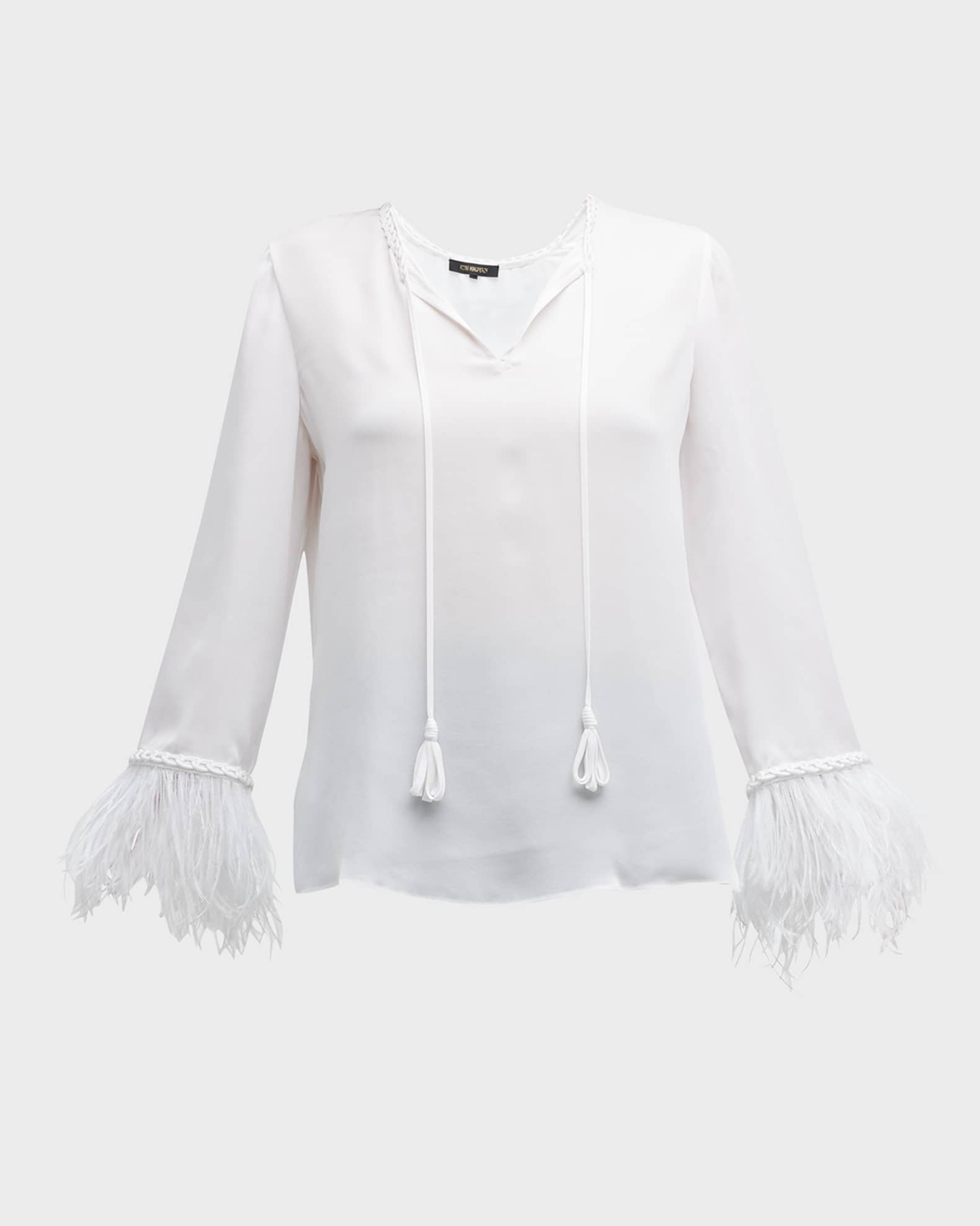 Kobi Halperin Jilly Silk Blouse w/ Feather Trim | Neiman Marcus