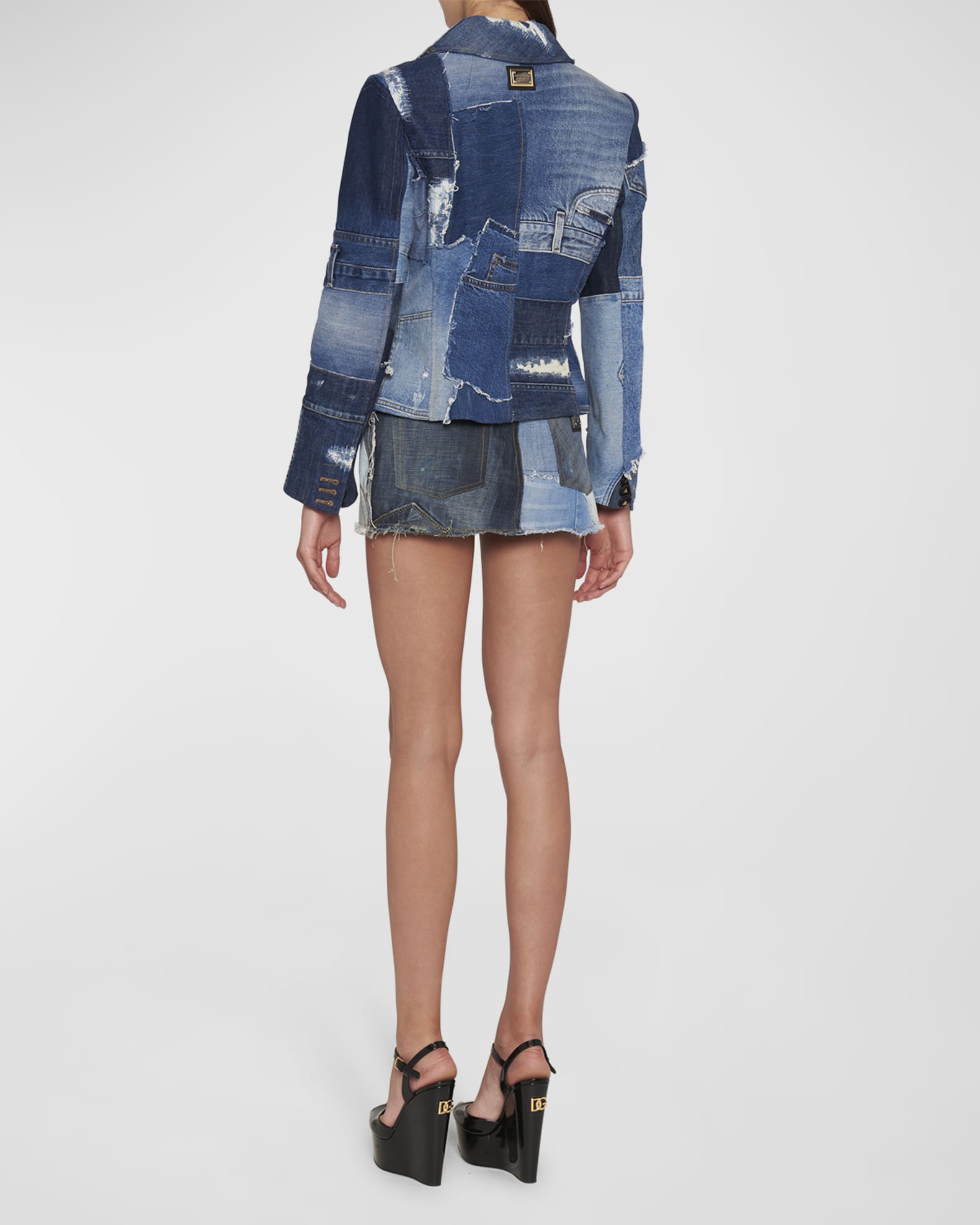 Dolce&Gabbana Patchwork Denim Top Coat | Neiman Marcus