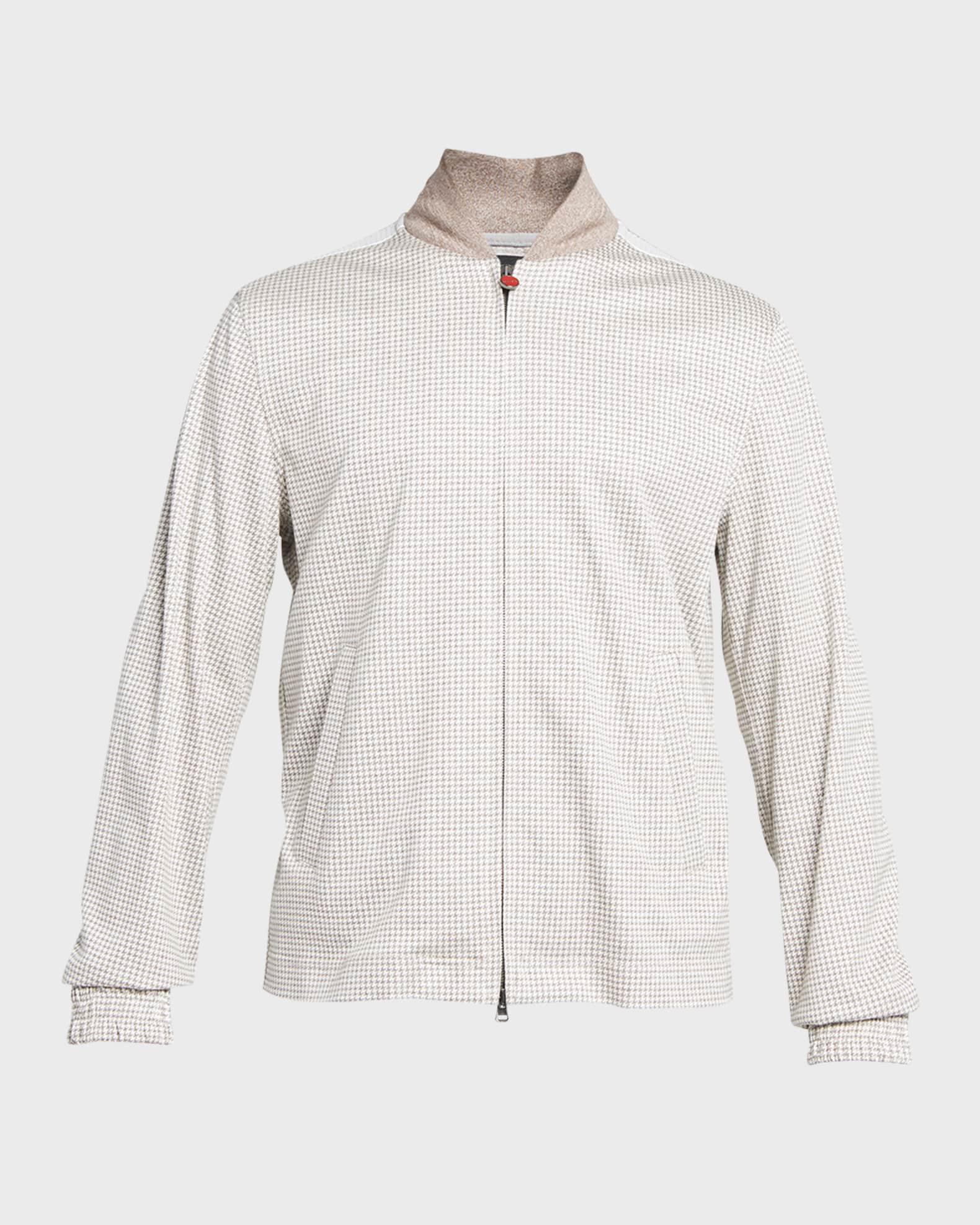Kiton Men's Houndstooth Full-Zip Blouson Jacket | Neiman Marcus