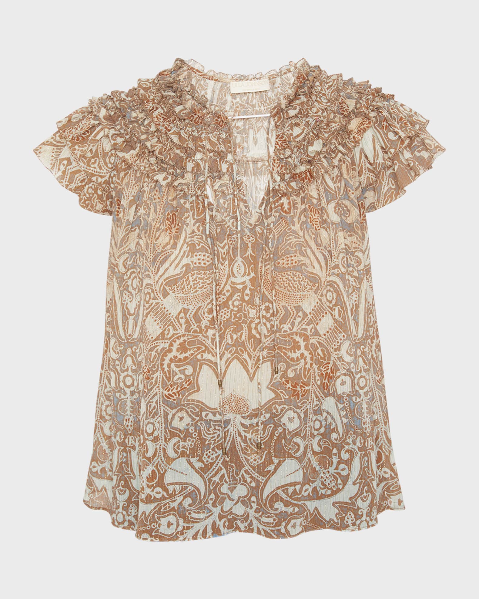 Ulla Johnson Signe Split-Neck Flutter-Sleeve Top | Neiman Marcus
