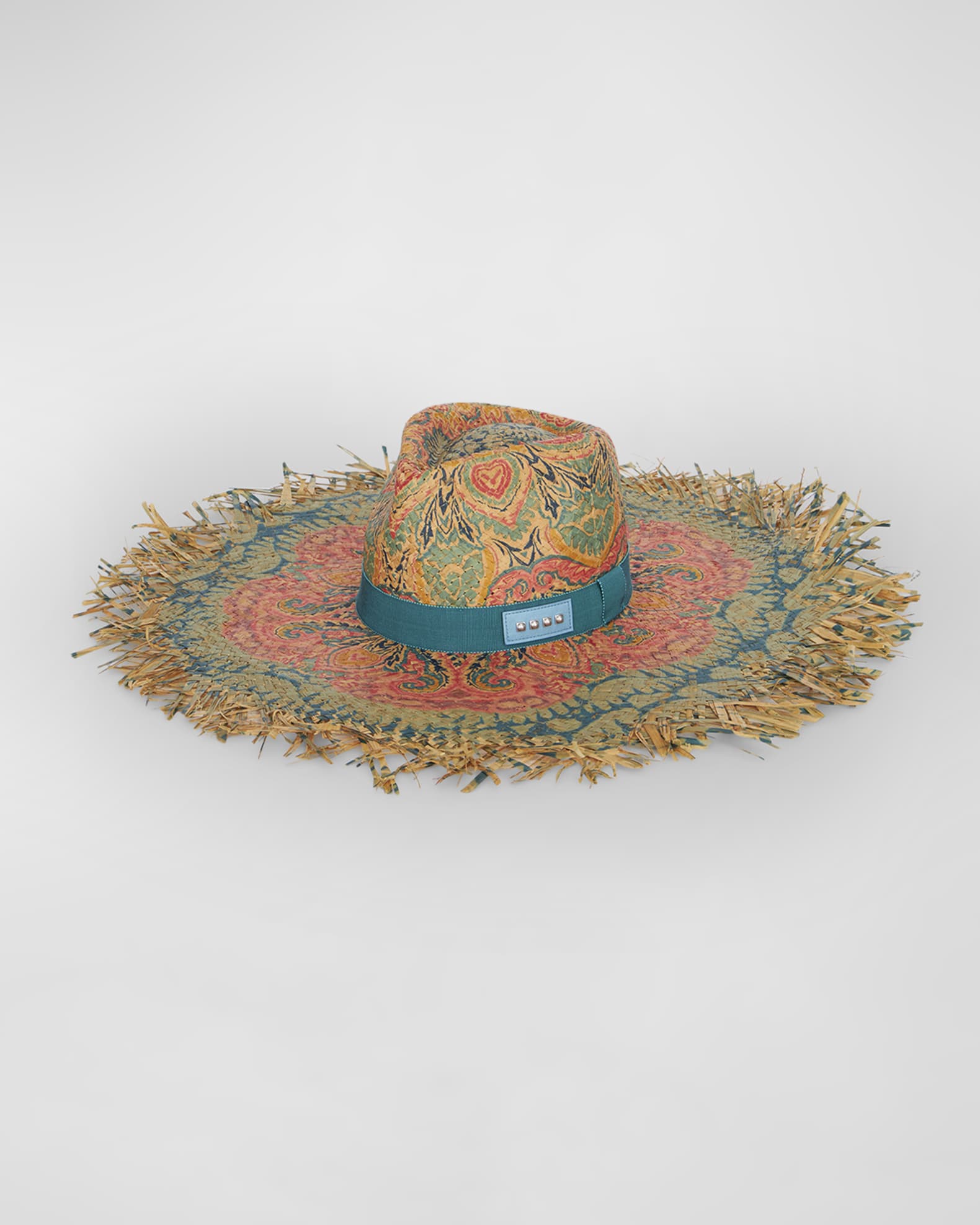 Etro Paisley Raffia Fedora | Neiman Marcus
