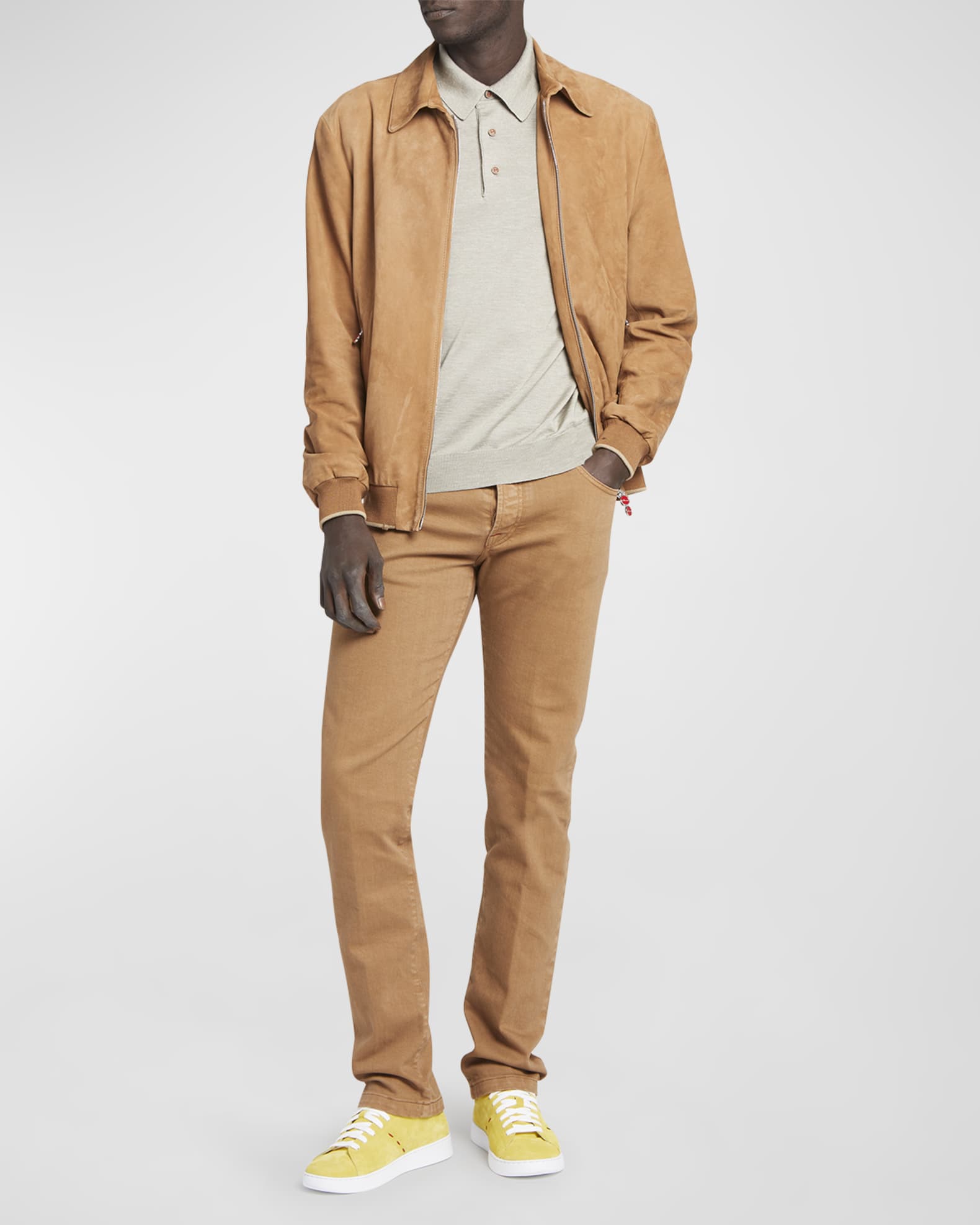 Kiton Men's Suede Full-Zip Bomber Jacket | Neiman Marcus