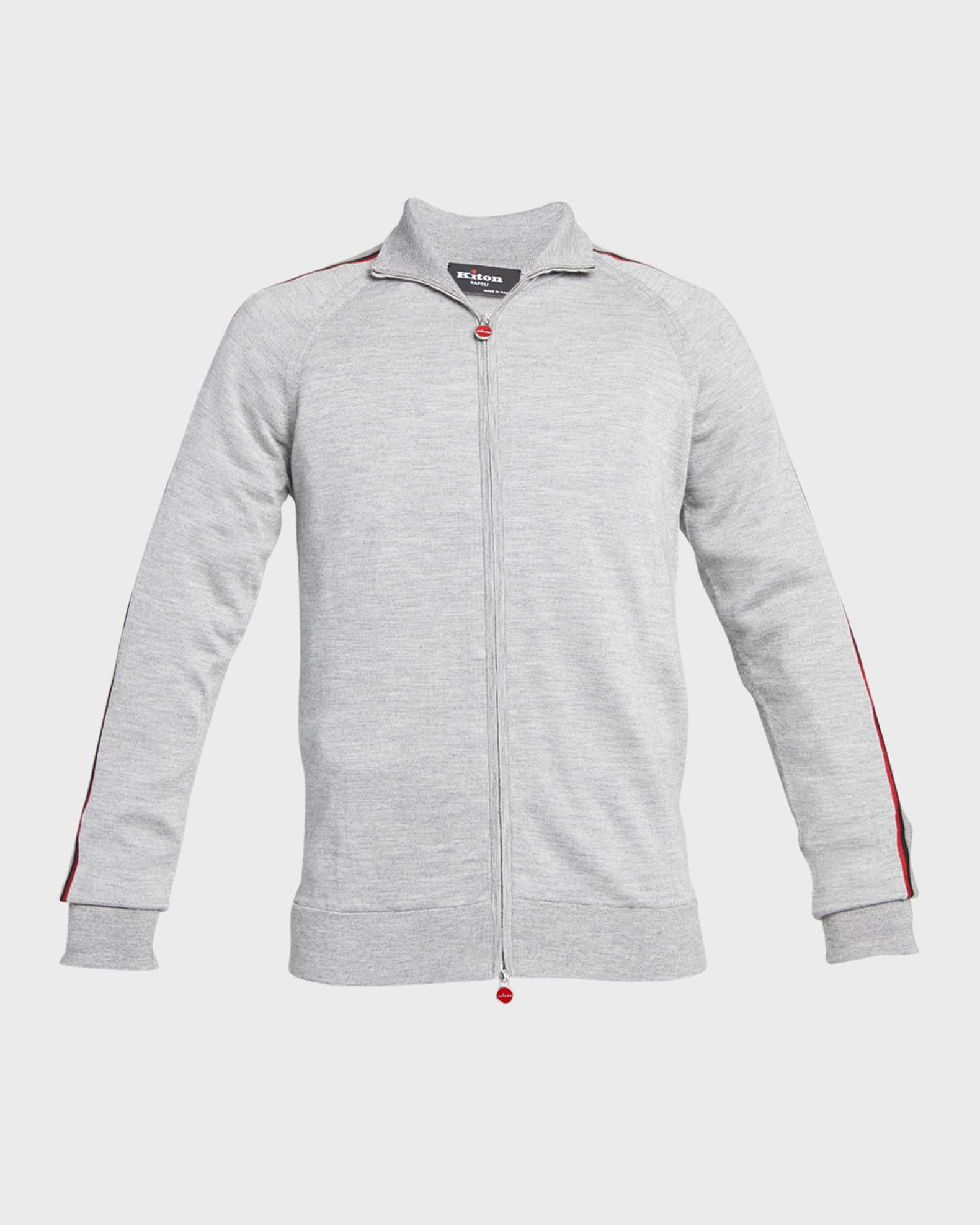 Kiton Men's Cashmere Blend Full-Zip Jacket with Stripe Detail | Neiman ...