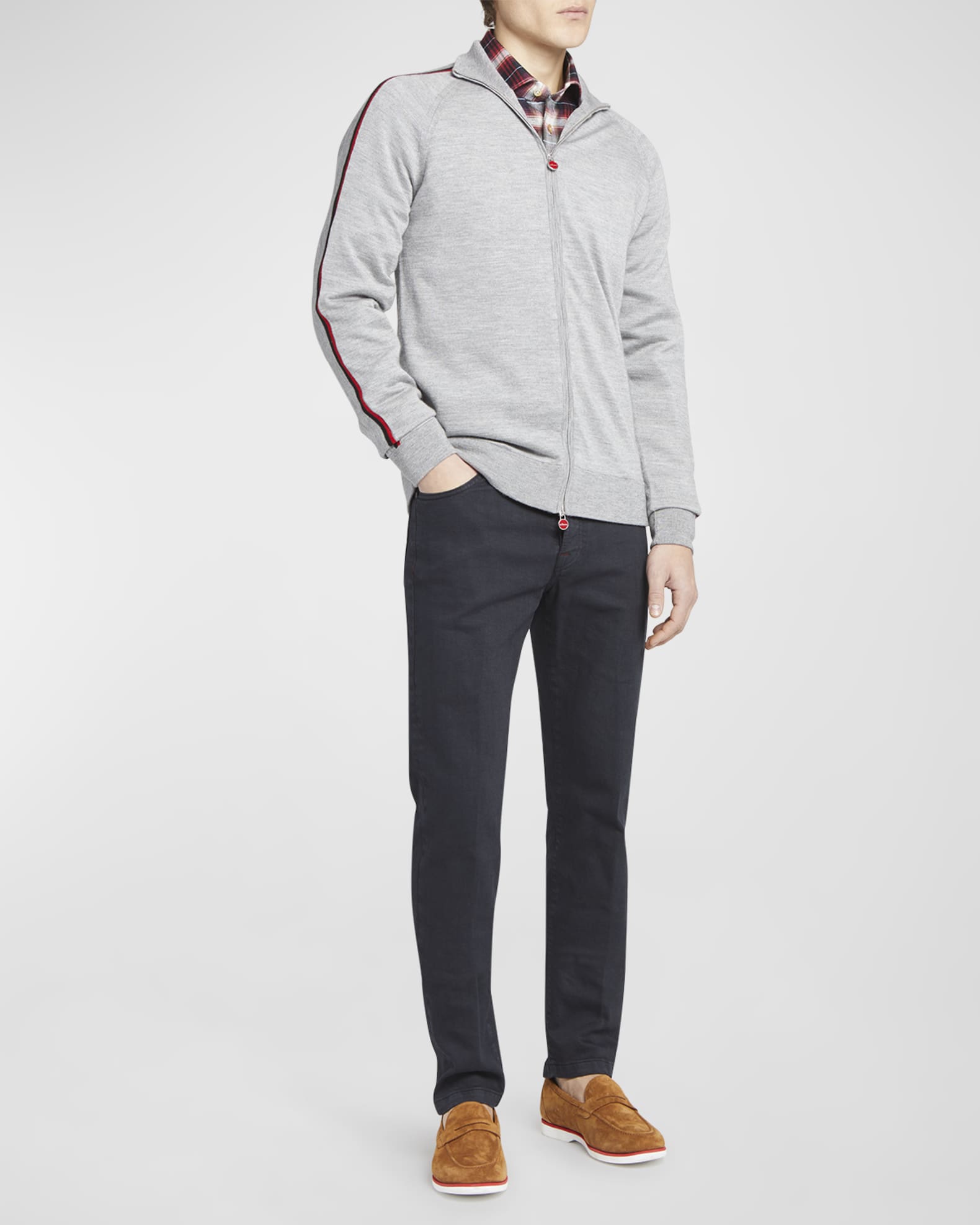 Kiton Men's Cashmere Blend Full-Zip Jacket with Stripe Detail | Neiman ...
