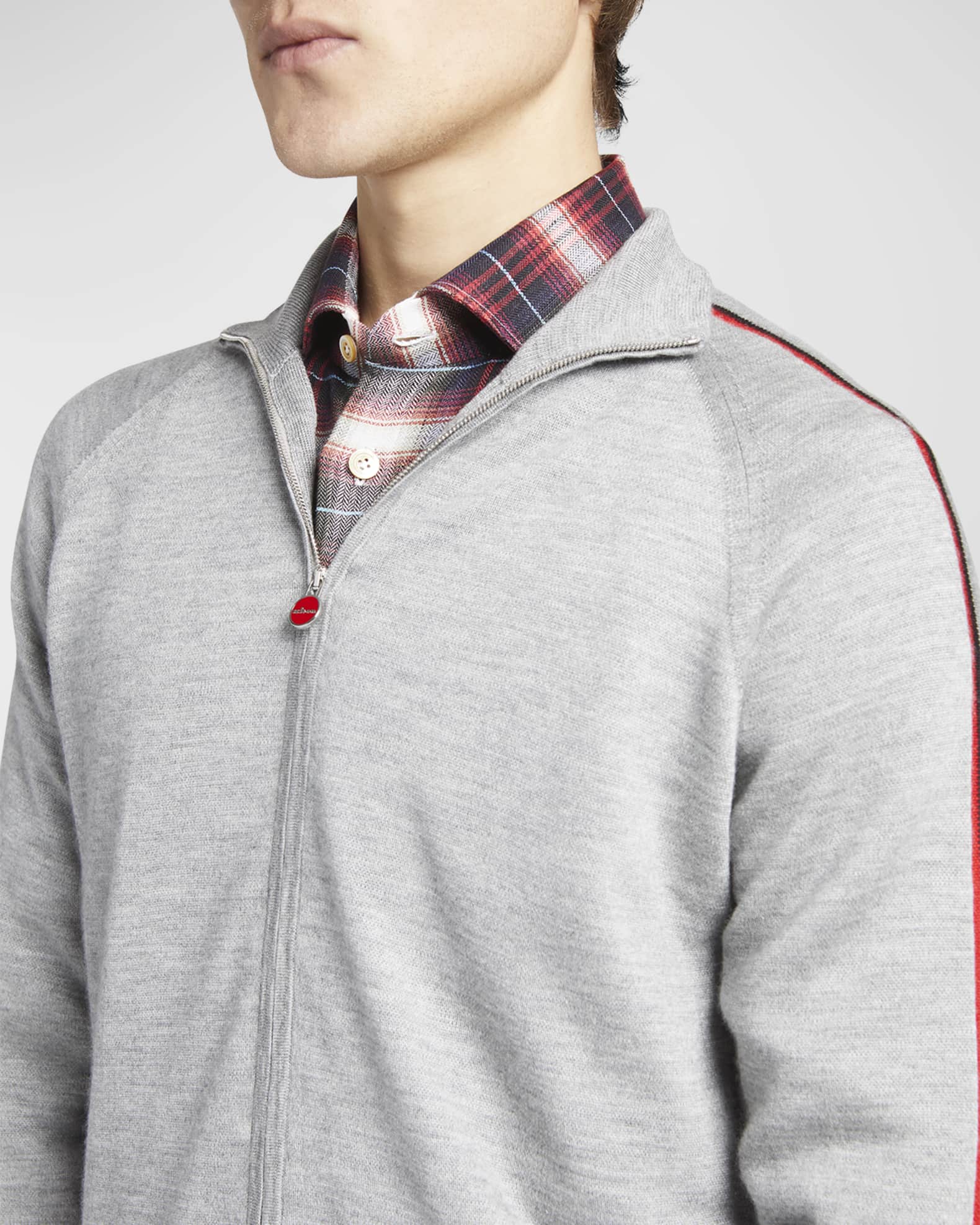 Kiton Men's Cashmere Blend Full-Zip Jacket with Stripe Detail | Neiman ...