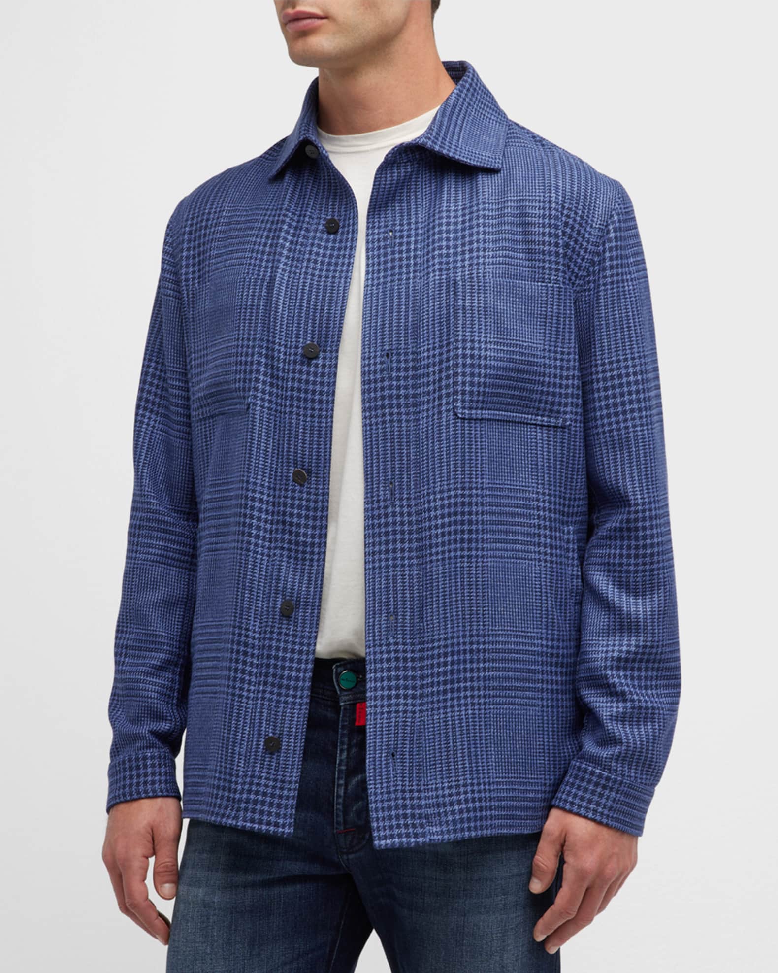 Kiton Men's Glen Plaid Overshirt | Neiman Marcus