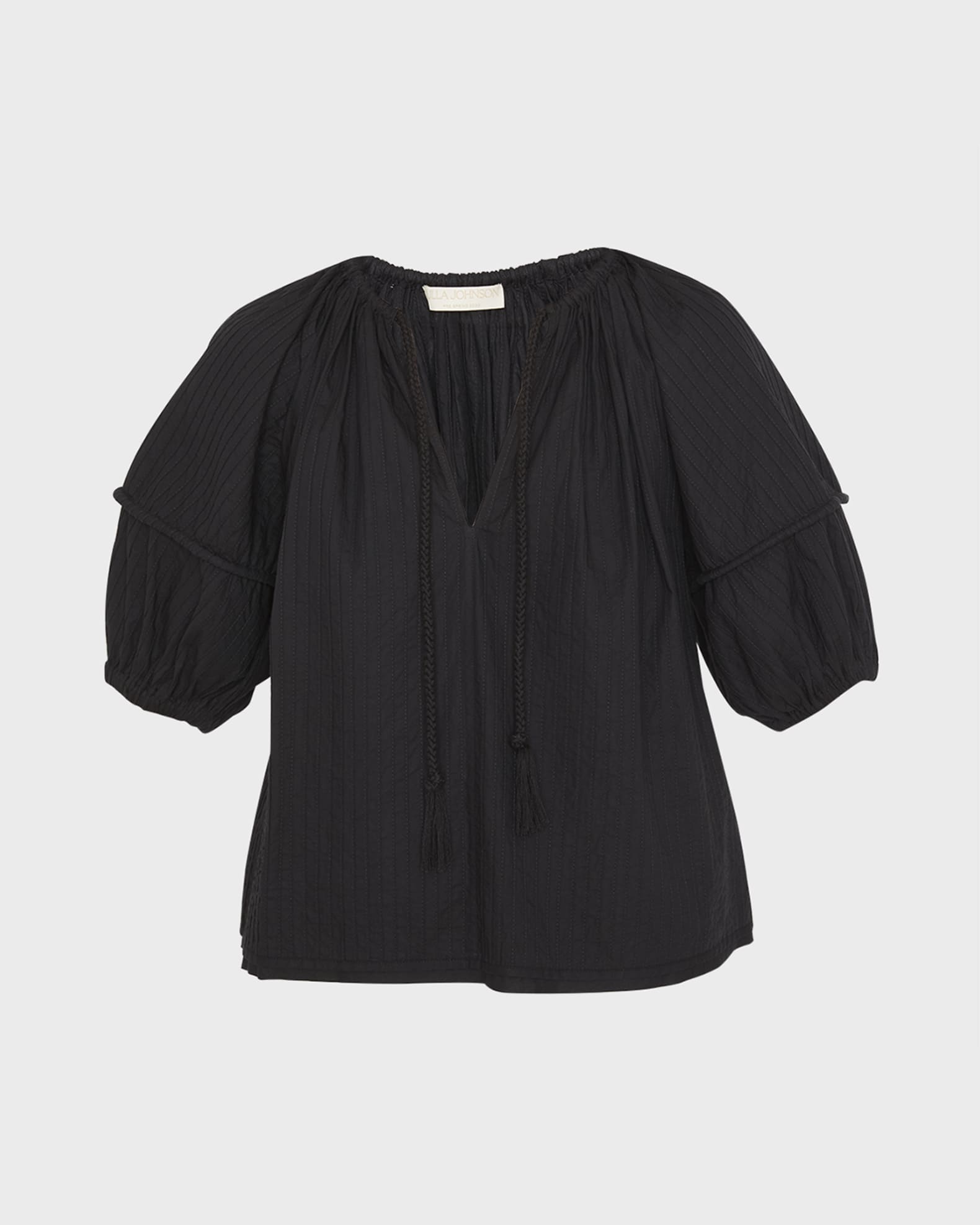 Ulla Johnson Laurenza Split-Neck Pintuck Top | Neiman Marcus