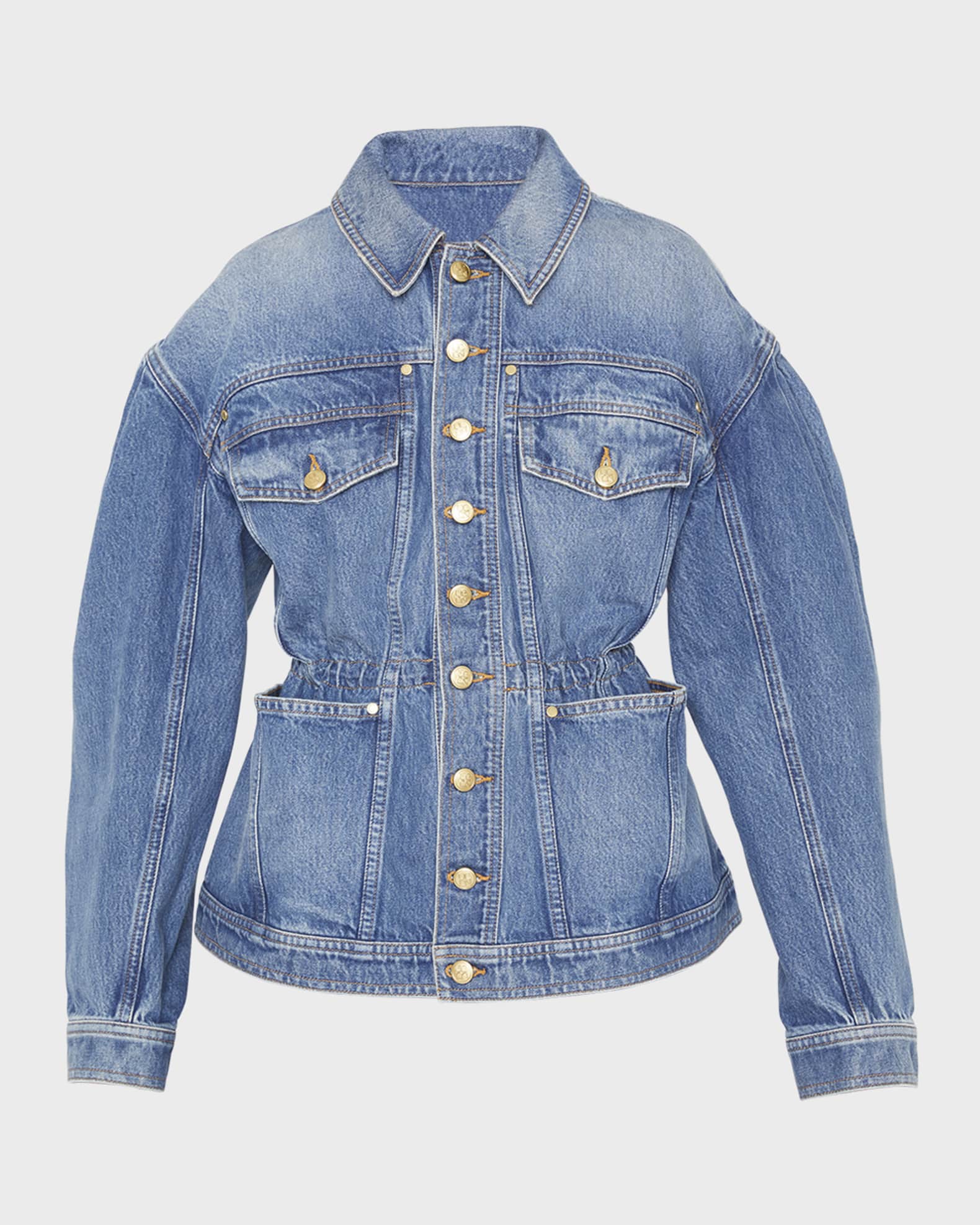 Ulla Johnson Odette Cinched-Waist Denim Jacket | Neiman Marcus