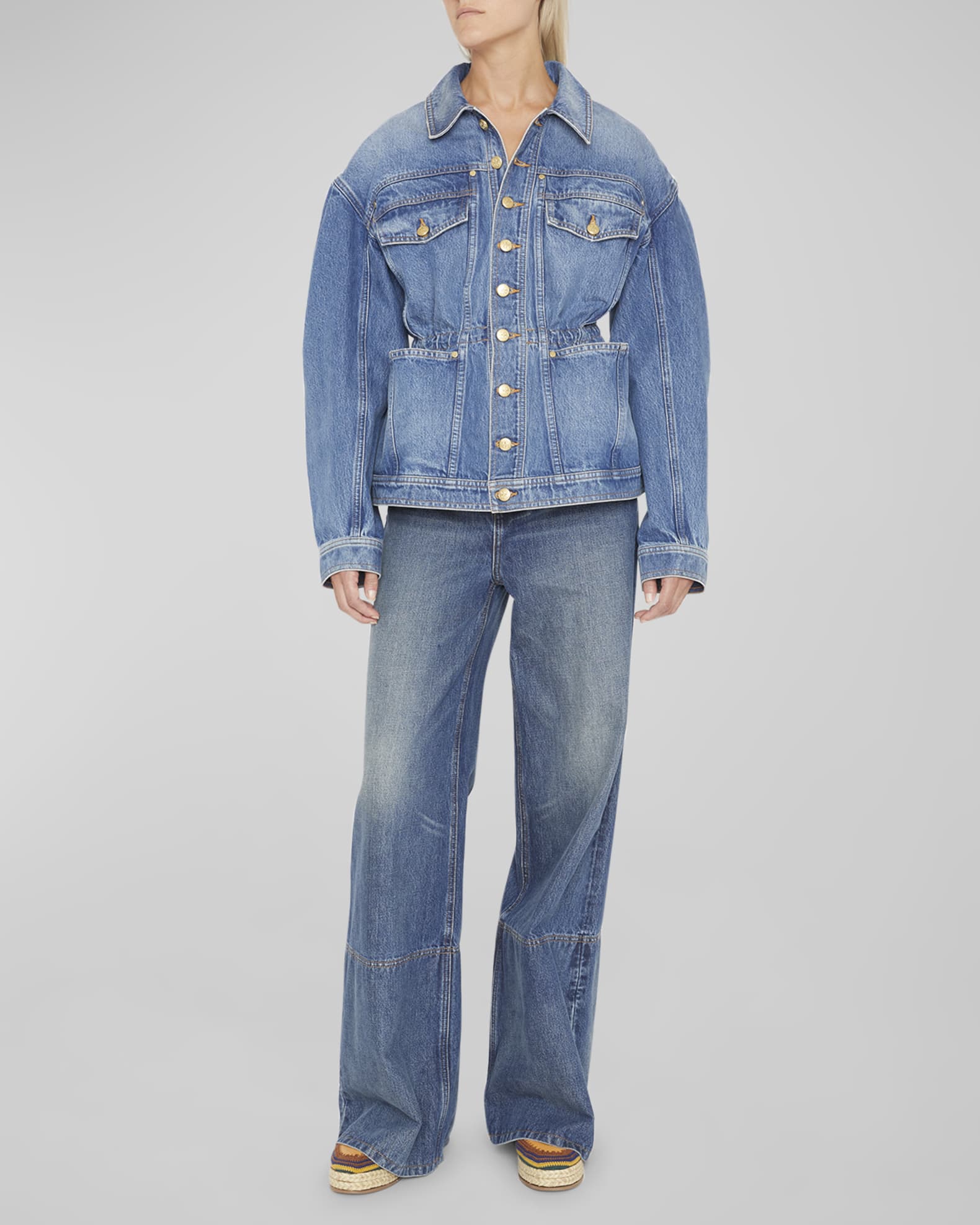 Ulla Johnson Odette Cinched-Waist Denim Jacket | Neiman Marcus