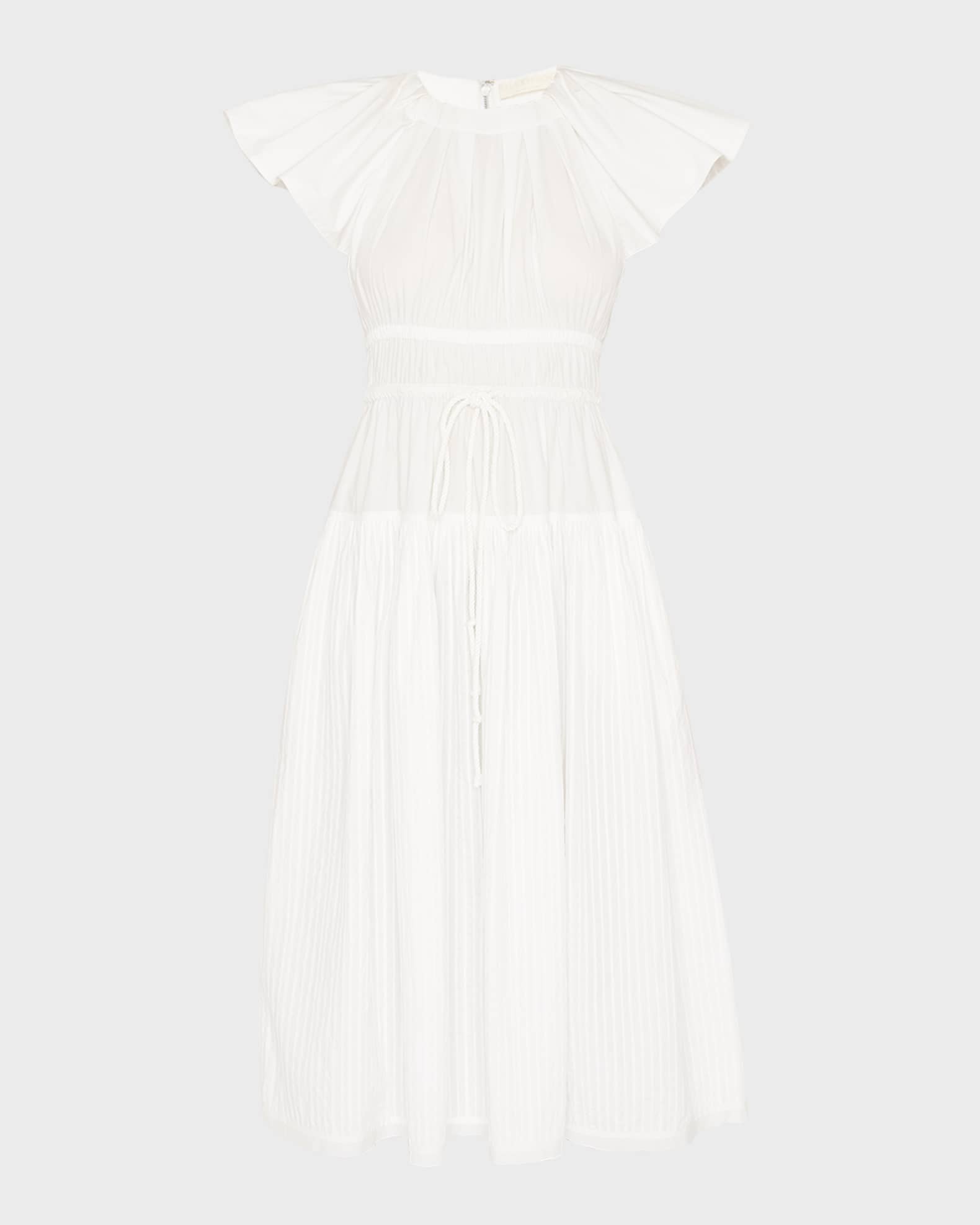 Ulla Johnson Darlene Drawstring Flutter-Sleeve Midi Dress | Neiman Marcus